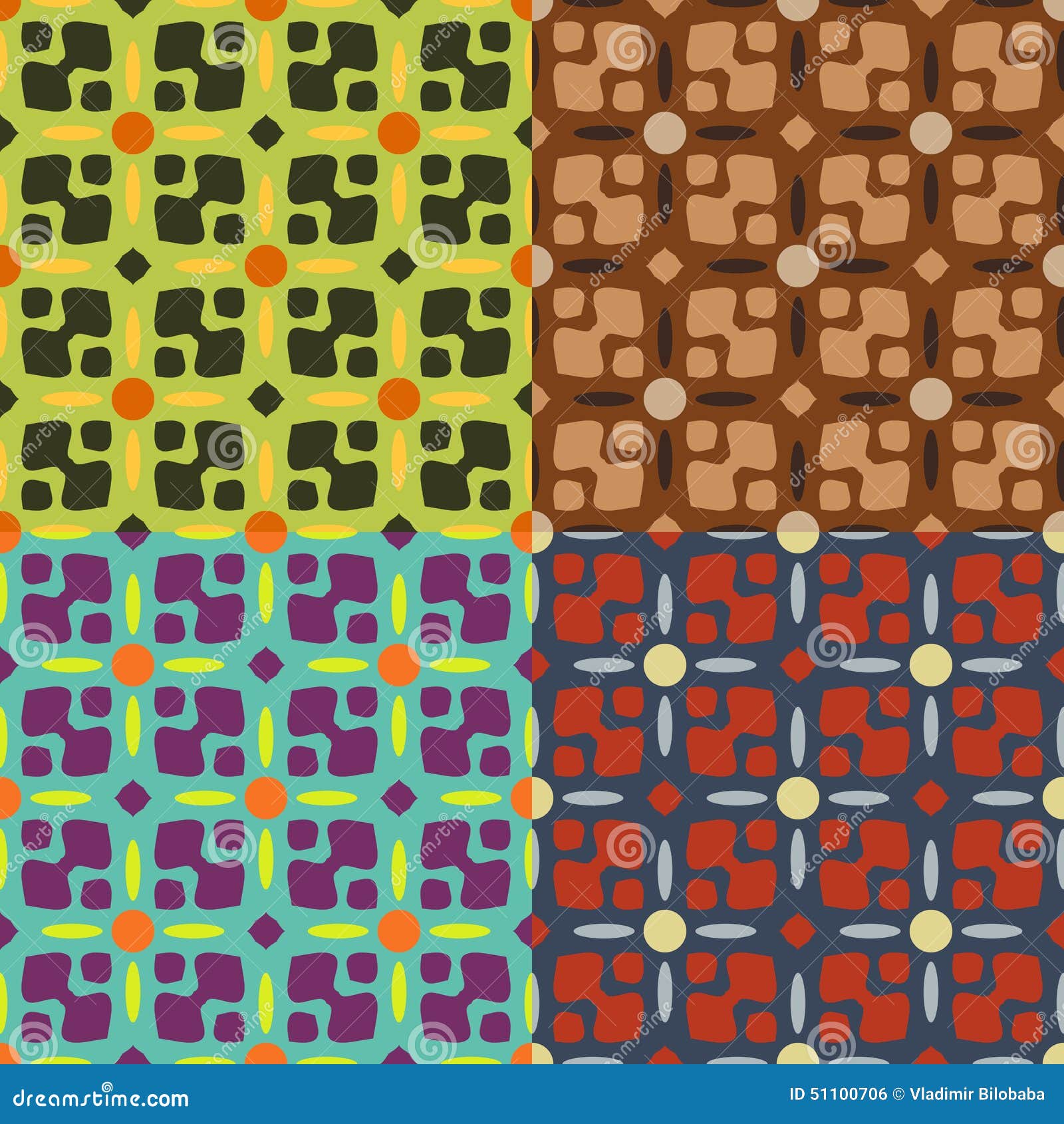 Set of Seamless Symmetric Patterns Stock Vector - Illustration of ...