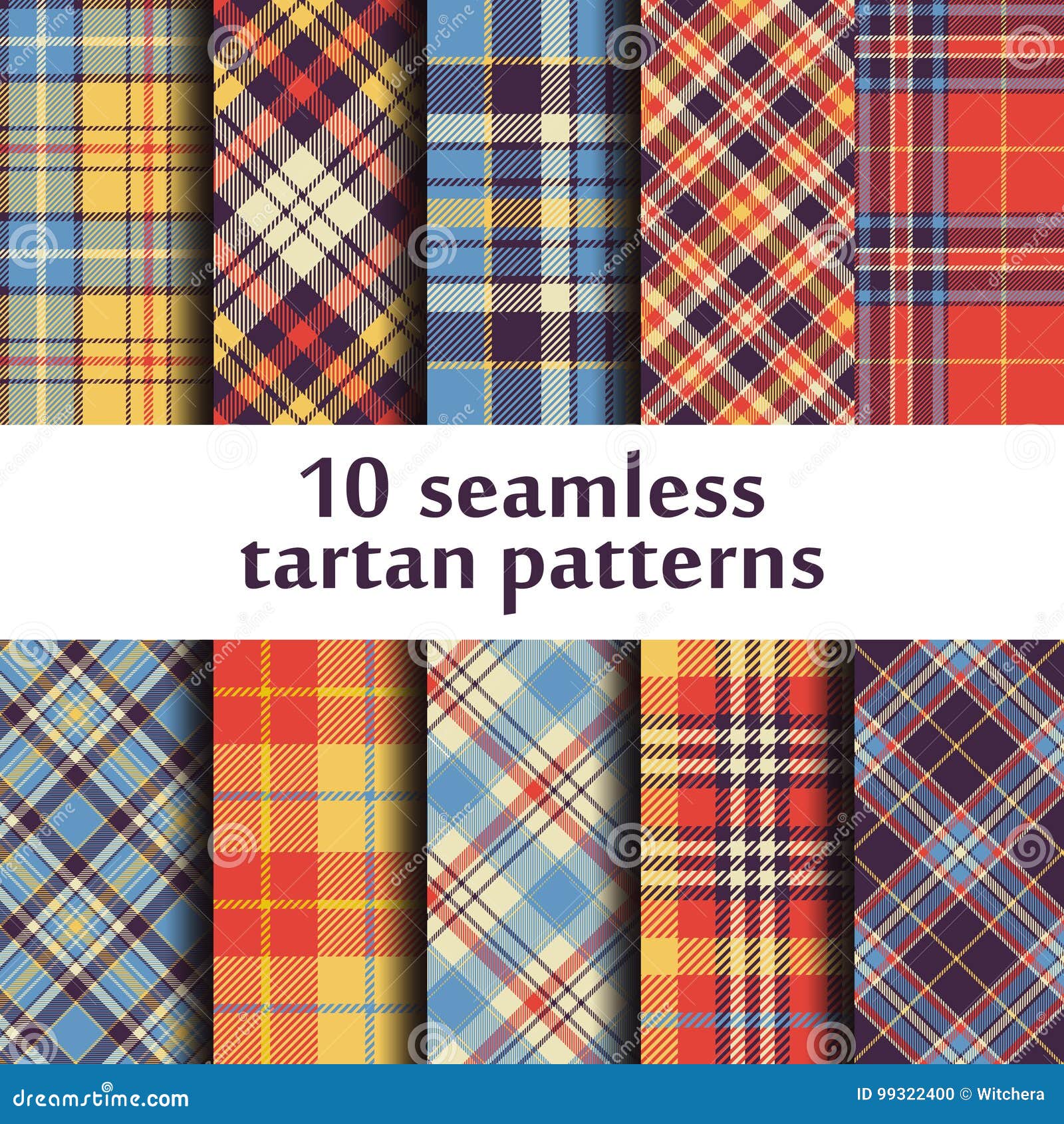 Set of 10 Seamless Tartan Pattern Stock Vector - Illustration of ...