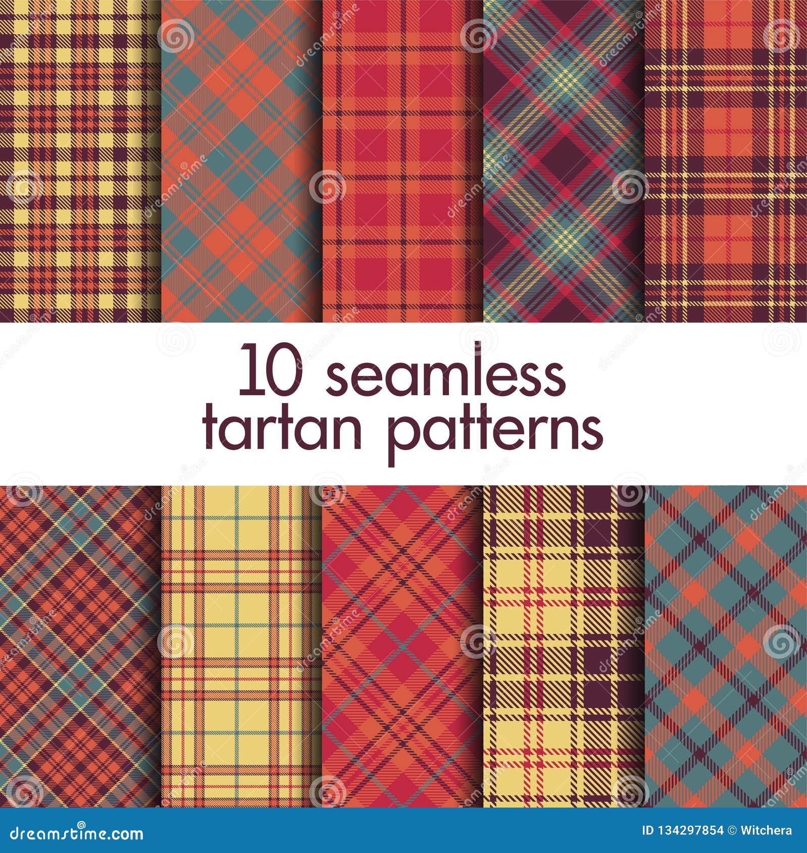 Set of Seamless Tartan Patterns Stock Vector - Illustration of britain ...