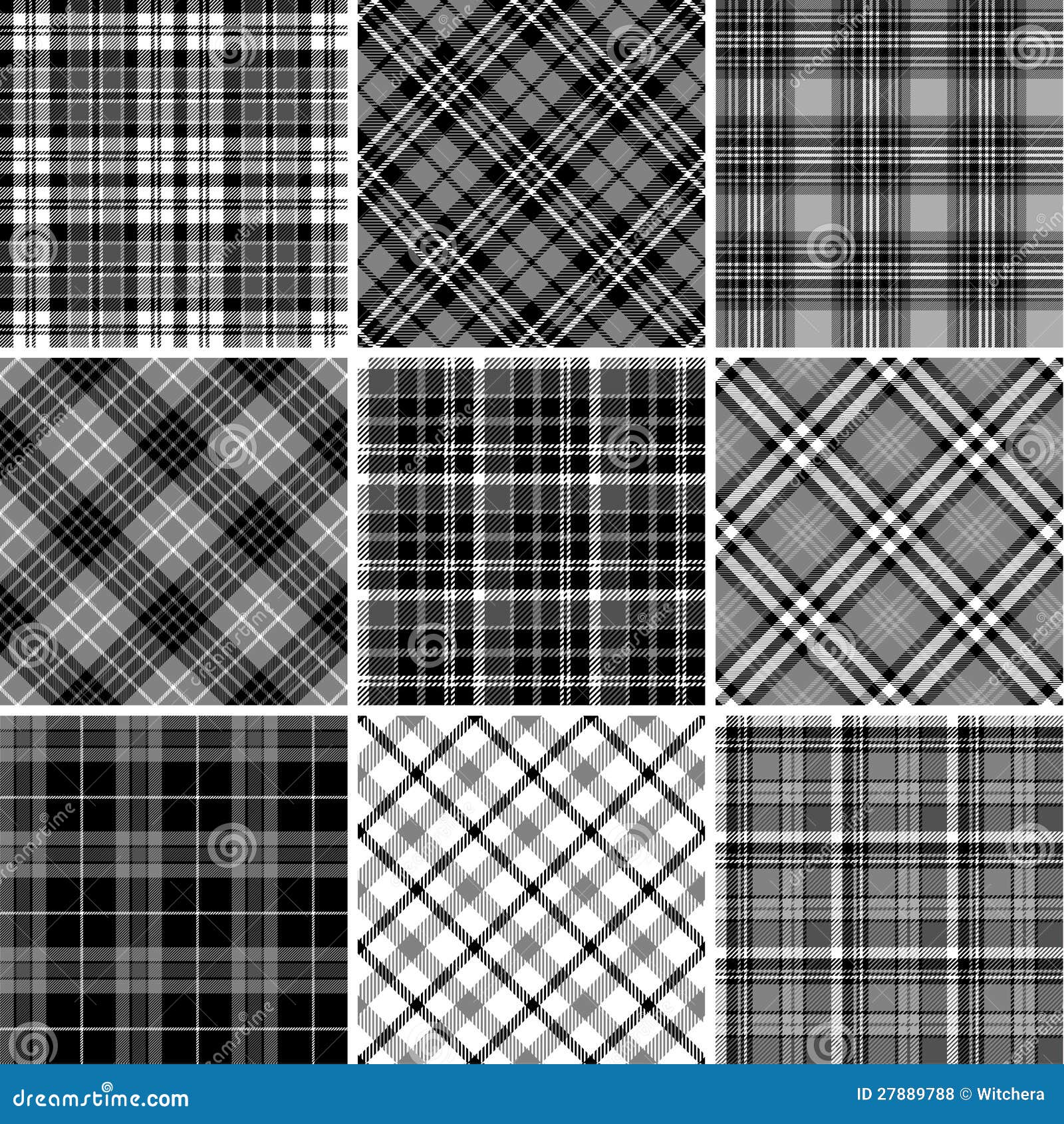 Set of Seamless Tartan Patterns Stock Vector - Illustration of ...