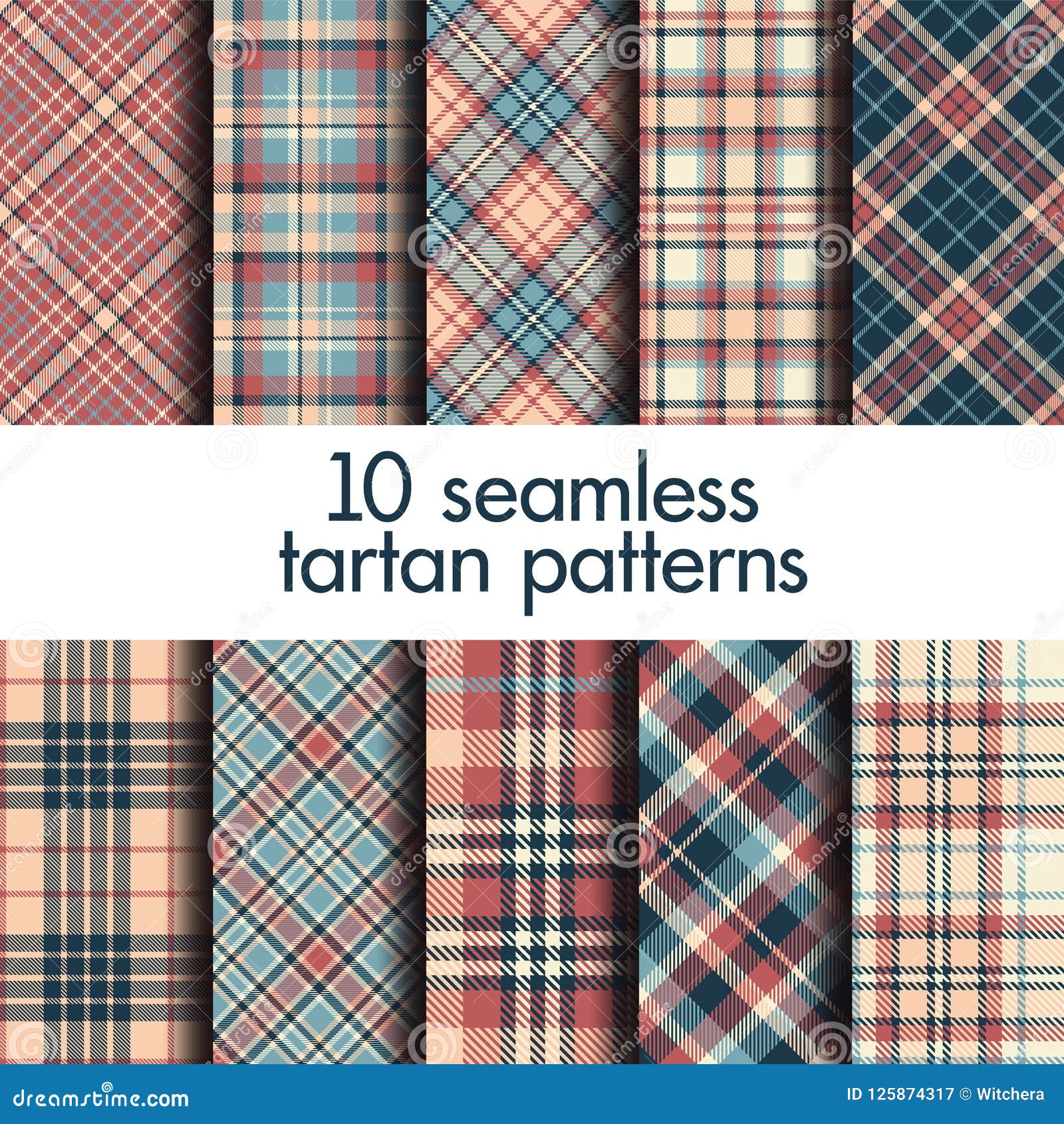 Set of Seamless Tartan Patterns Stock Vector - Illustration of pink ...
