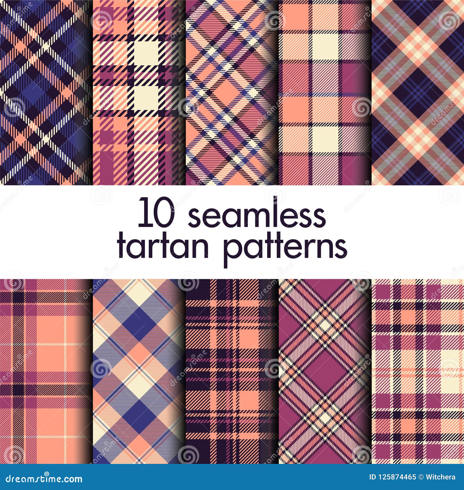 Set of Seamless Tartan Patterns Stock Vector - Illustration of abstract ...