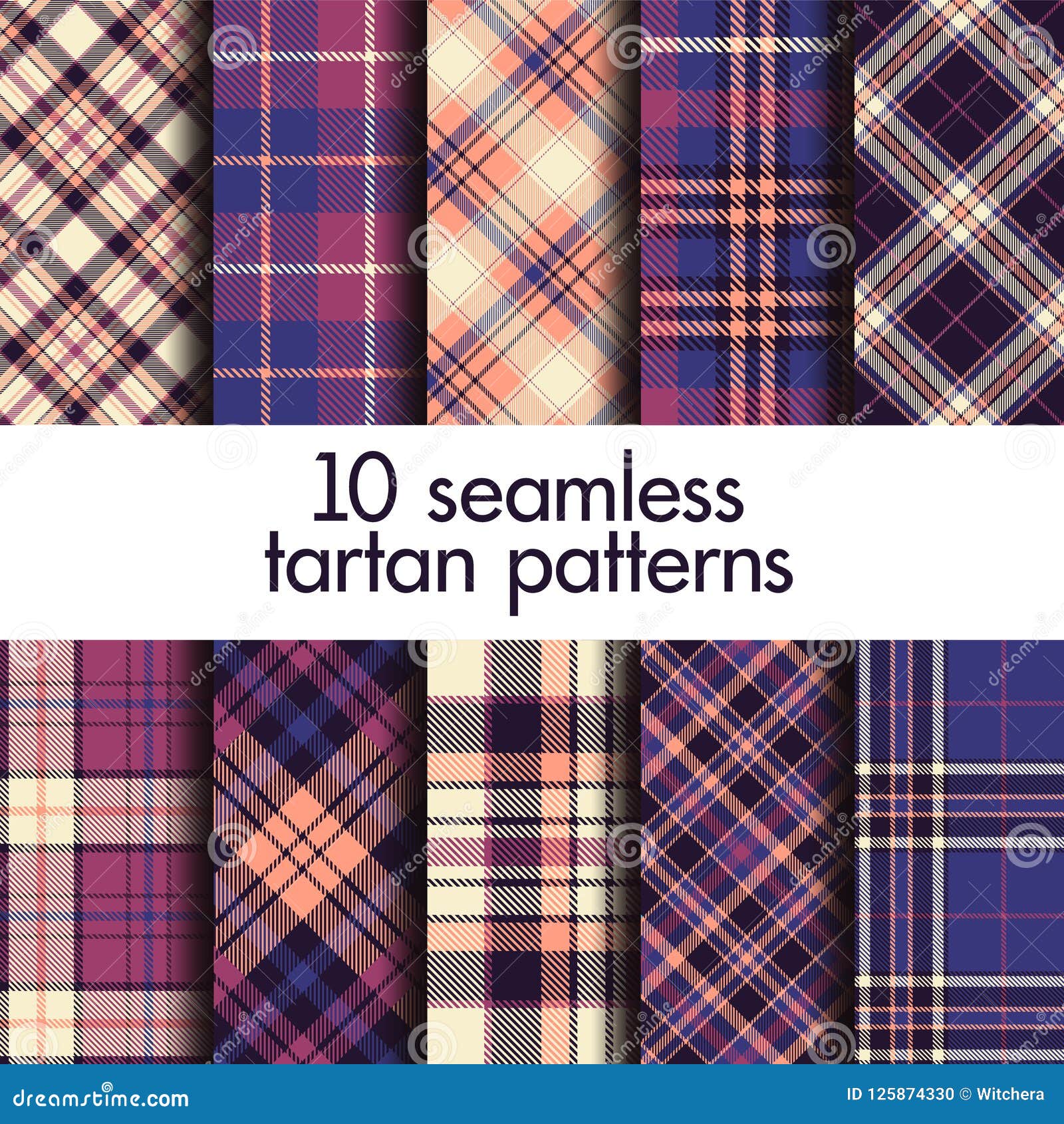 Set of Seamless Tartan Patterns Stock Vector - Illustration of celtic ...