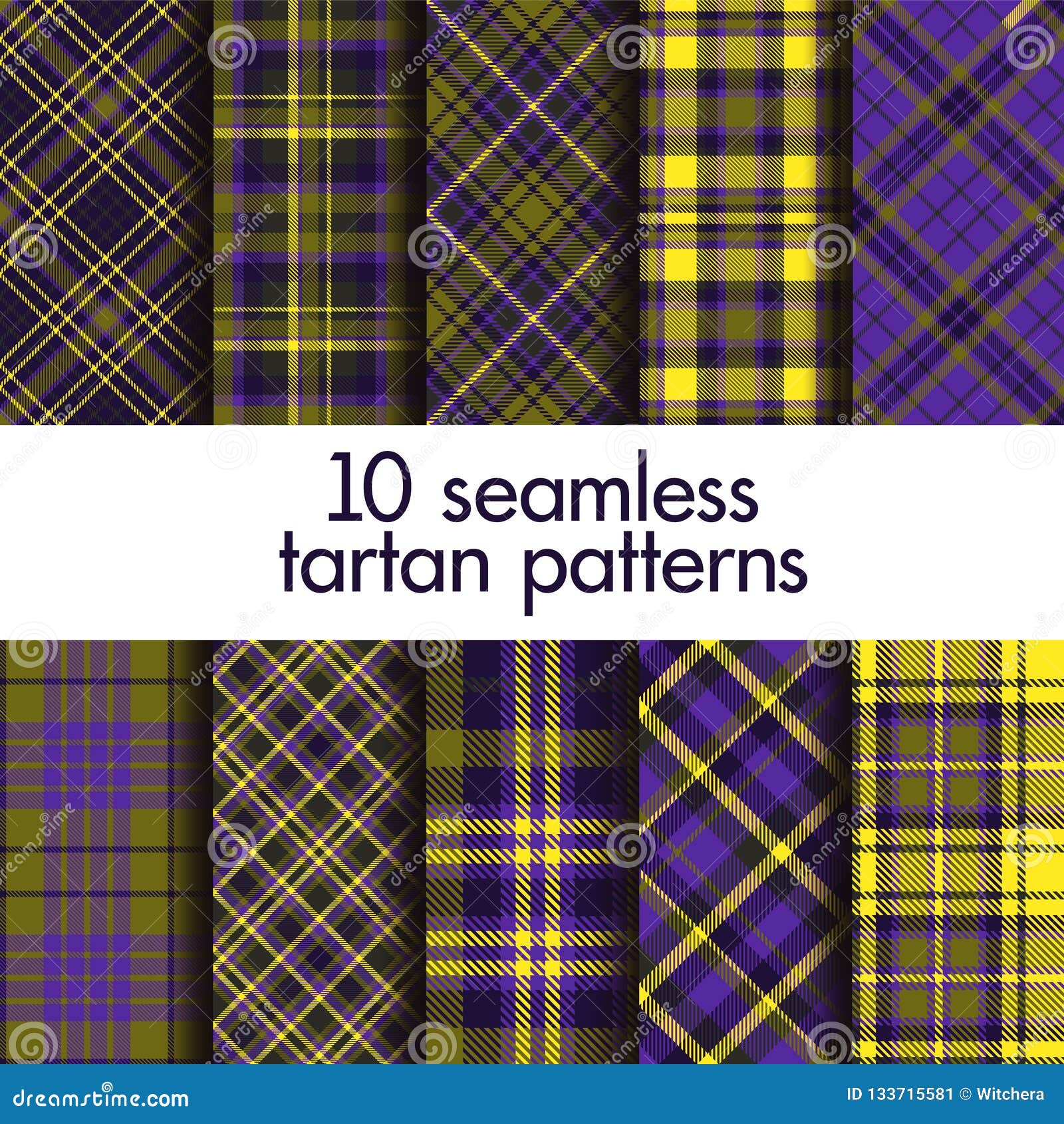 Set of Seamless Tartan Patterns Stock Vector - Illustration of plaid ...