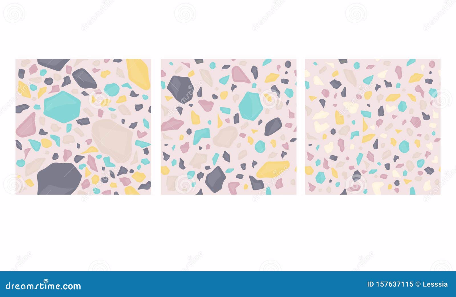 Set of 3 Seamless Terazzo Patterns. Vector Seamless Pattern of Mosaic ...