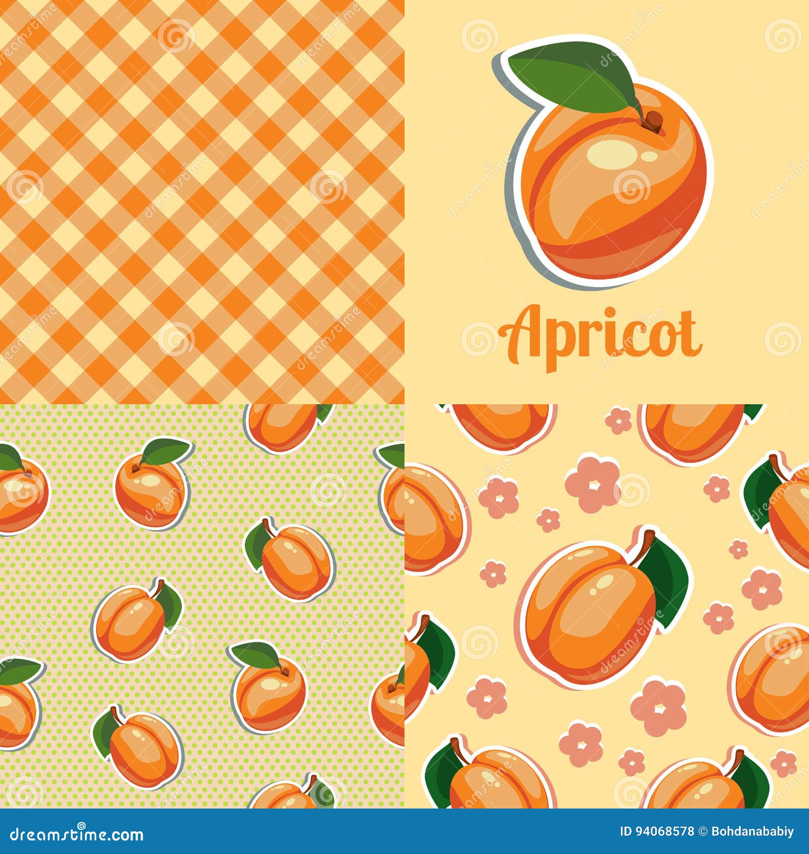 Set Seamless Texture with Apricot Stock Vector - Illustration of ...