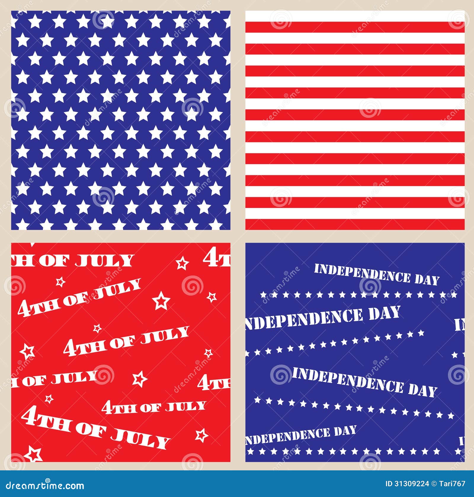 Set of Seamless Textures with USA Independence Day Stock Vector ...