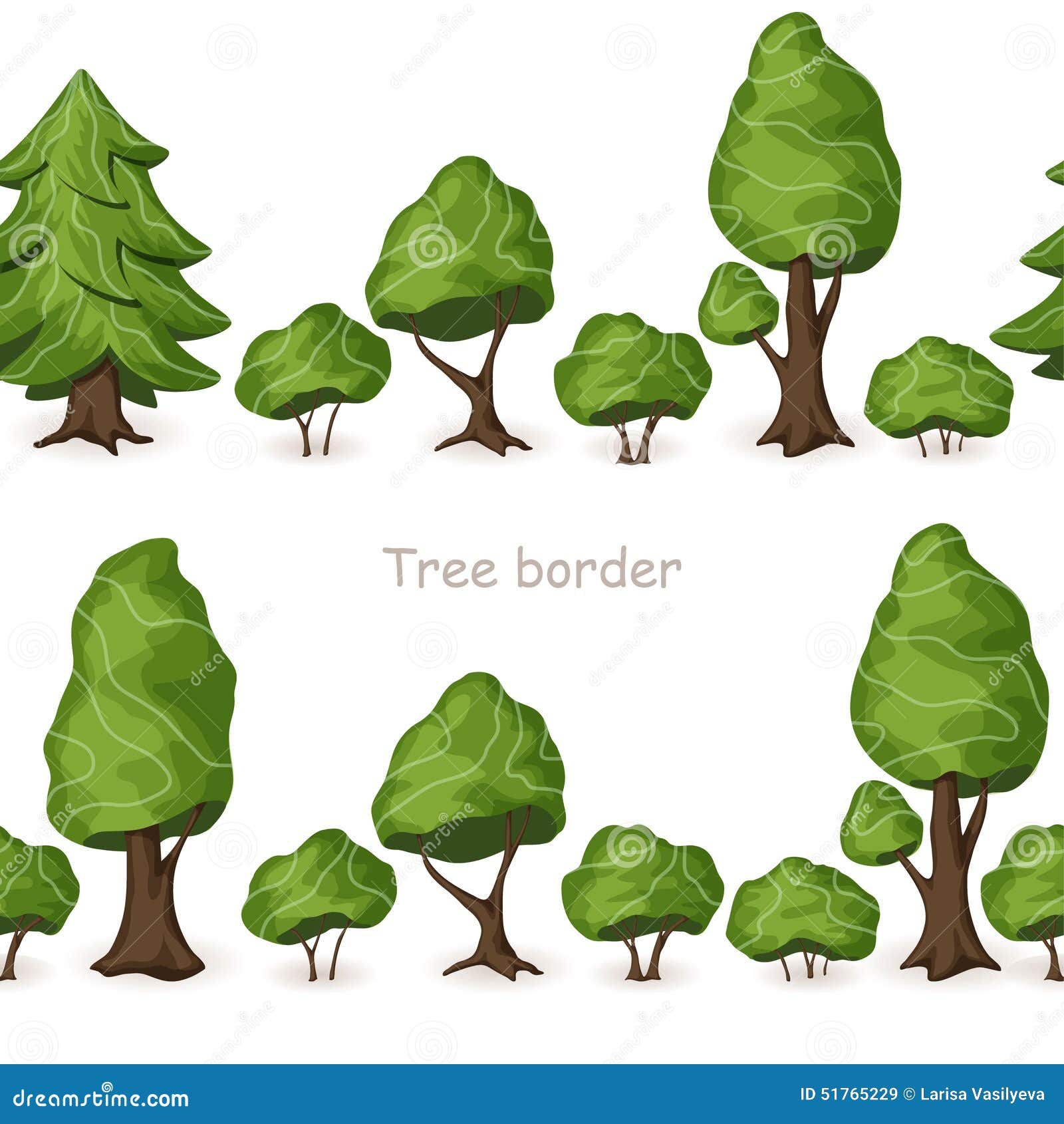 Set Of Seamless Tree Borders Stock Vector - Illustration of natural ...
