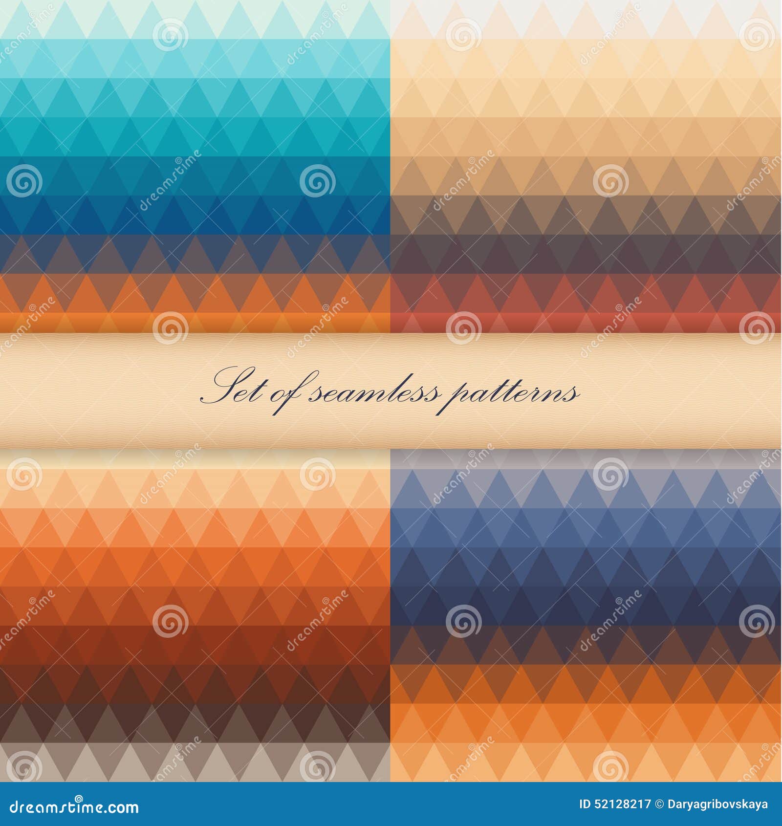 Set of Seamless Triangle Patterns in Warm Colors Stock Vector ...