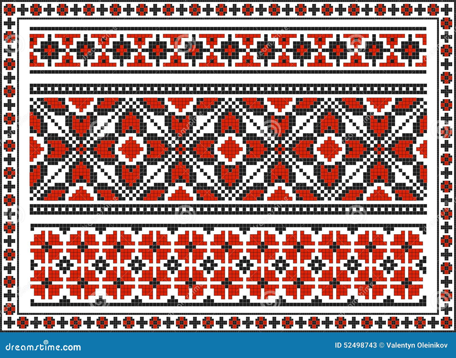 Seamless Ukrainian, Slavic Folk Art Red Embroidery Pattern Royalty-Free ...