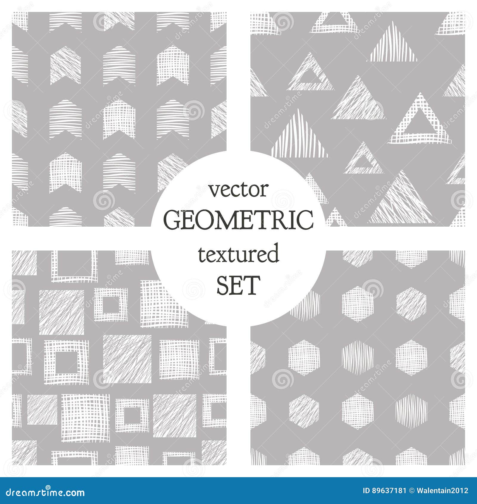 Set of Seamless Vector Geometrical Patterns with Triangles, Circle ...
