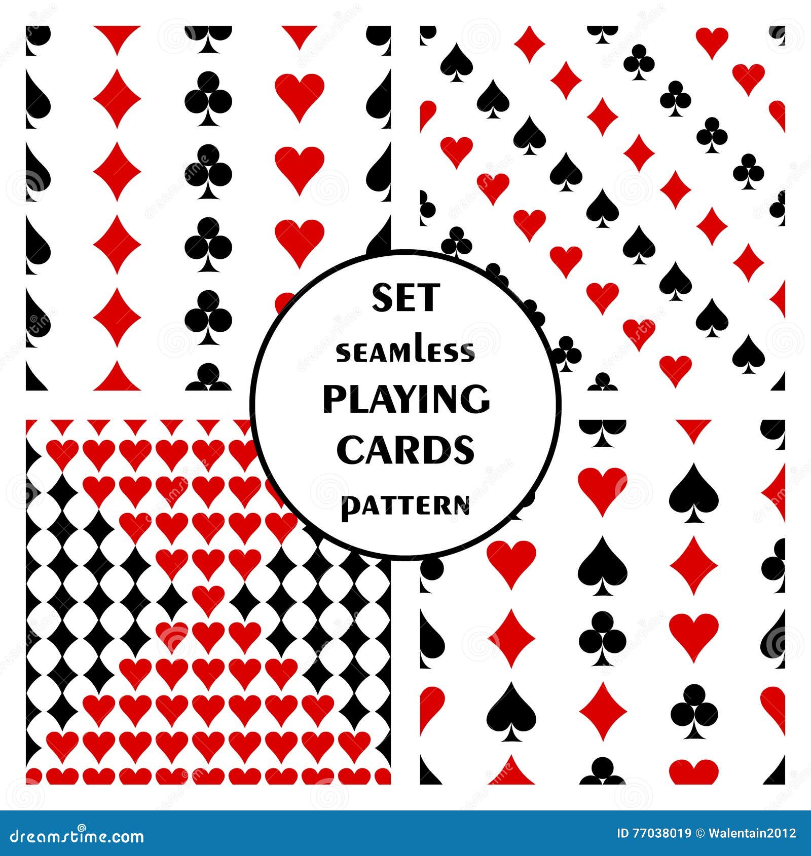 Set of Seamless Vector Pattern with Playing Cards Stock Vector ...