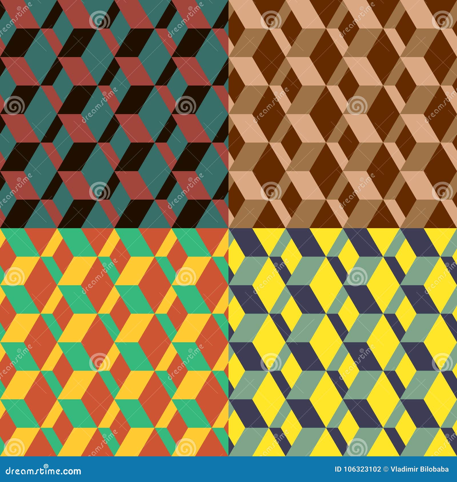 Set of Geometric Seamless Patterns Stock Vector - Illustration of ...