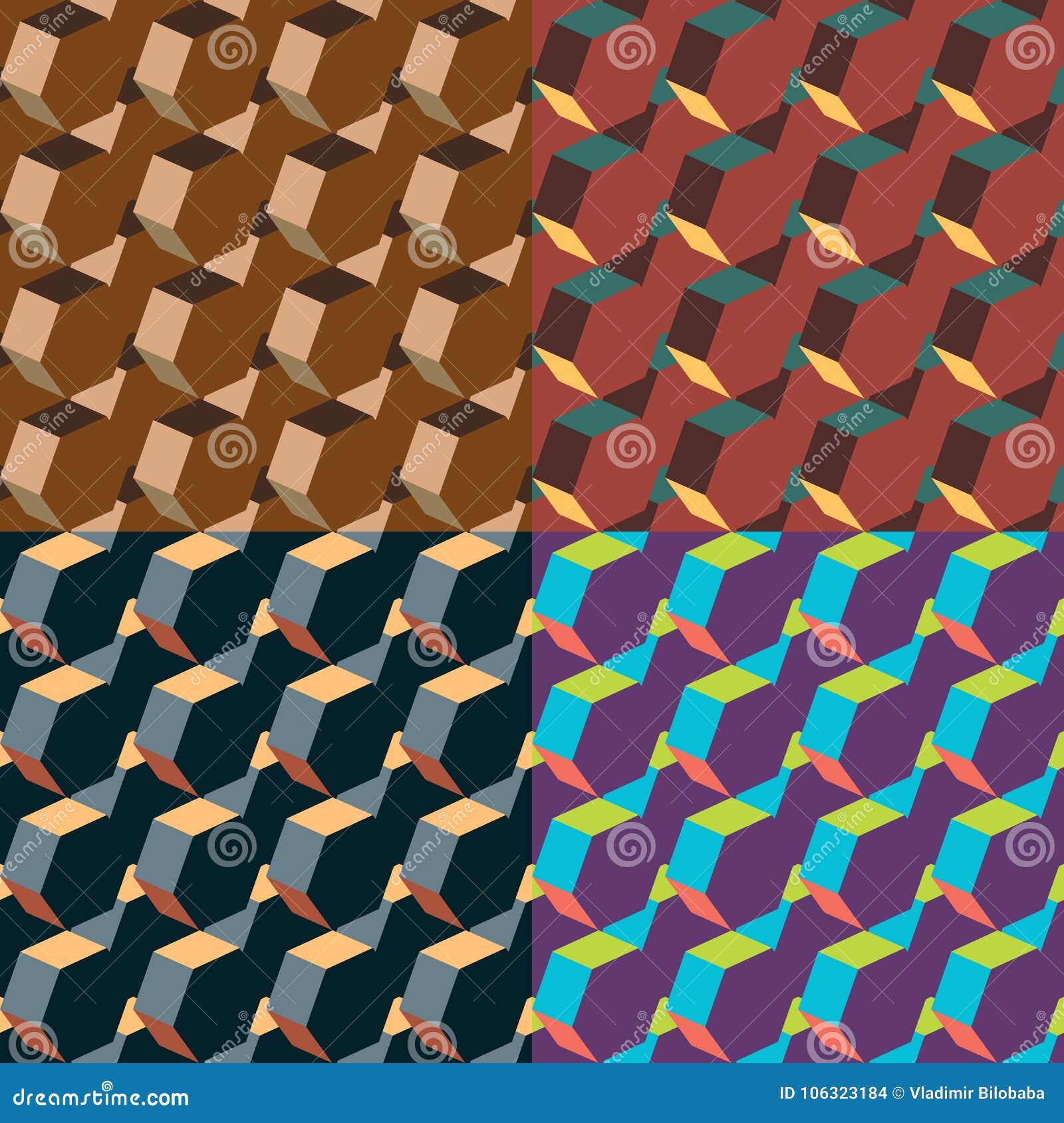 Set of Geometric Seamless Patterns Stock Vector - Illustration of ...