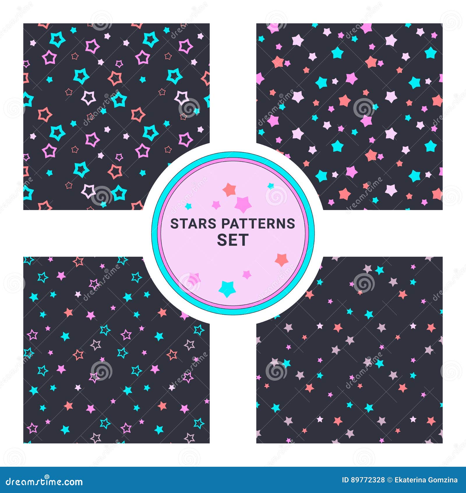 Set of Seamless Vector Patterns with Different Stars. Vector ...