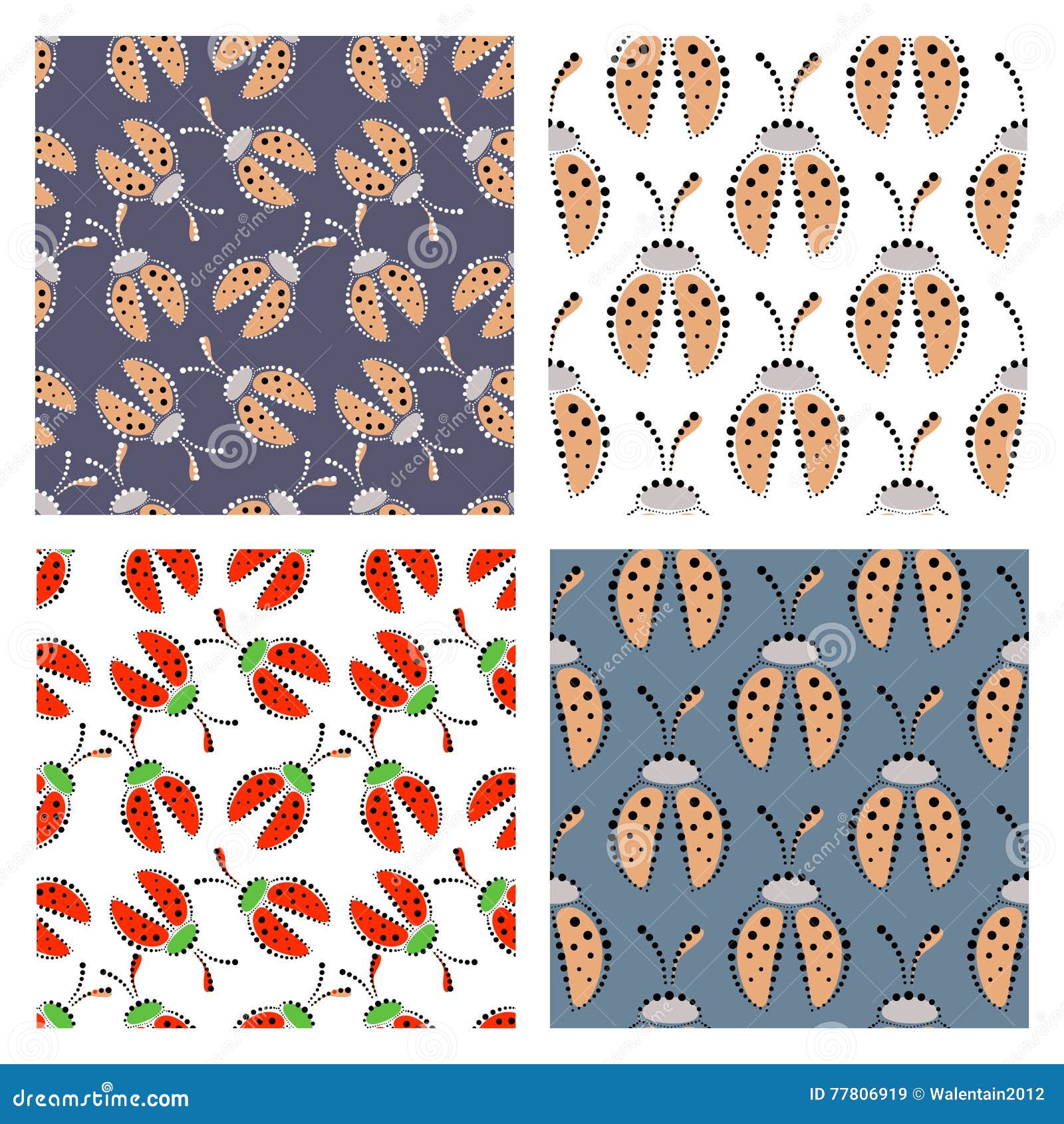 Insect And Bug Patterns For Cards And Fabrics Stock Photo ...