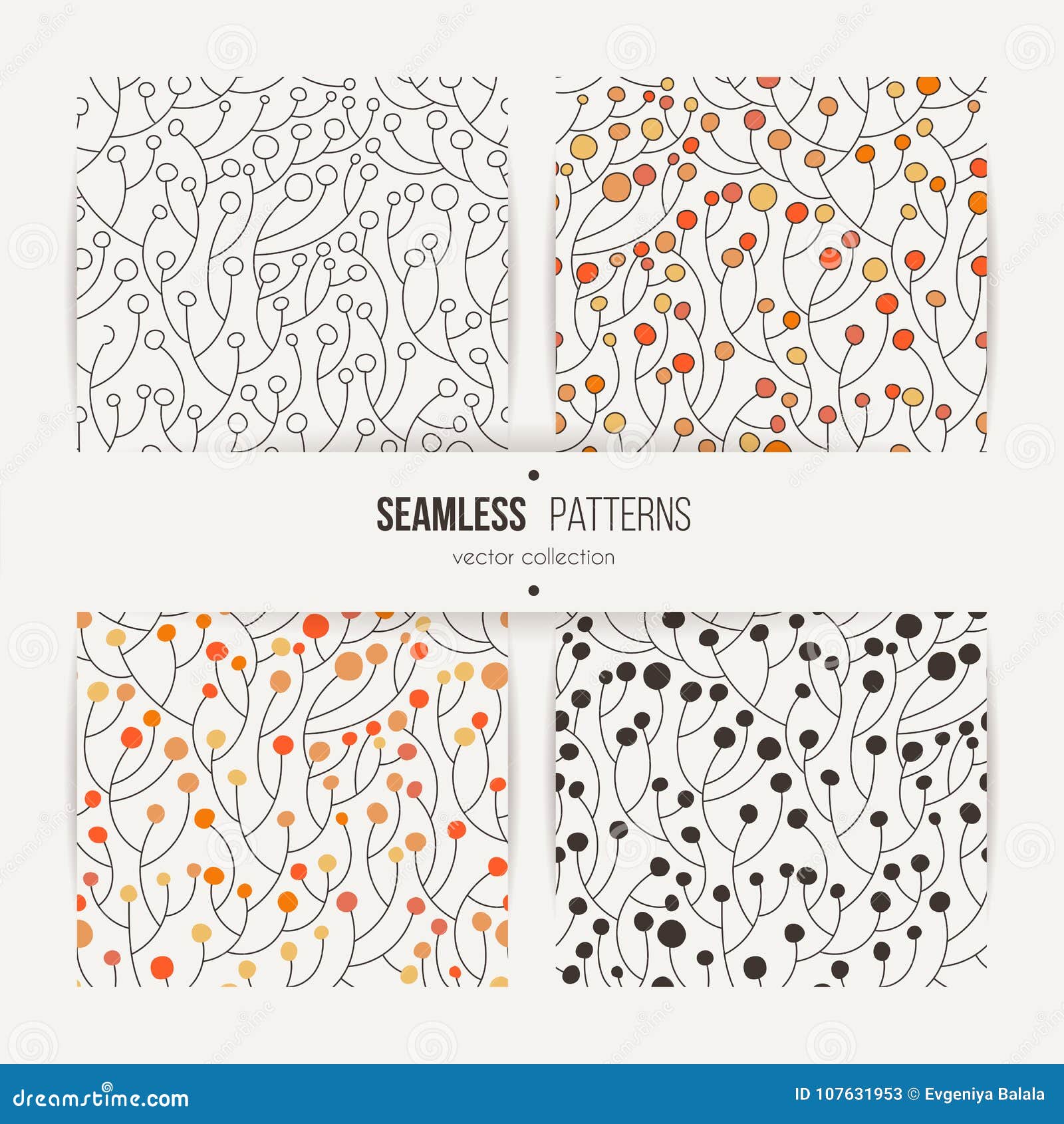 Set of Seamless Vector Patterns of Ornate Plants with Berries or Leaves ...