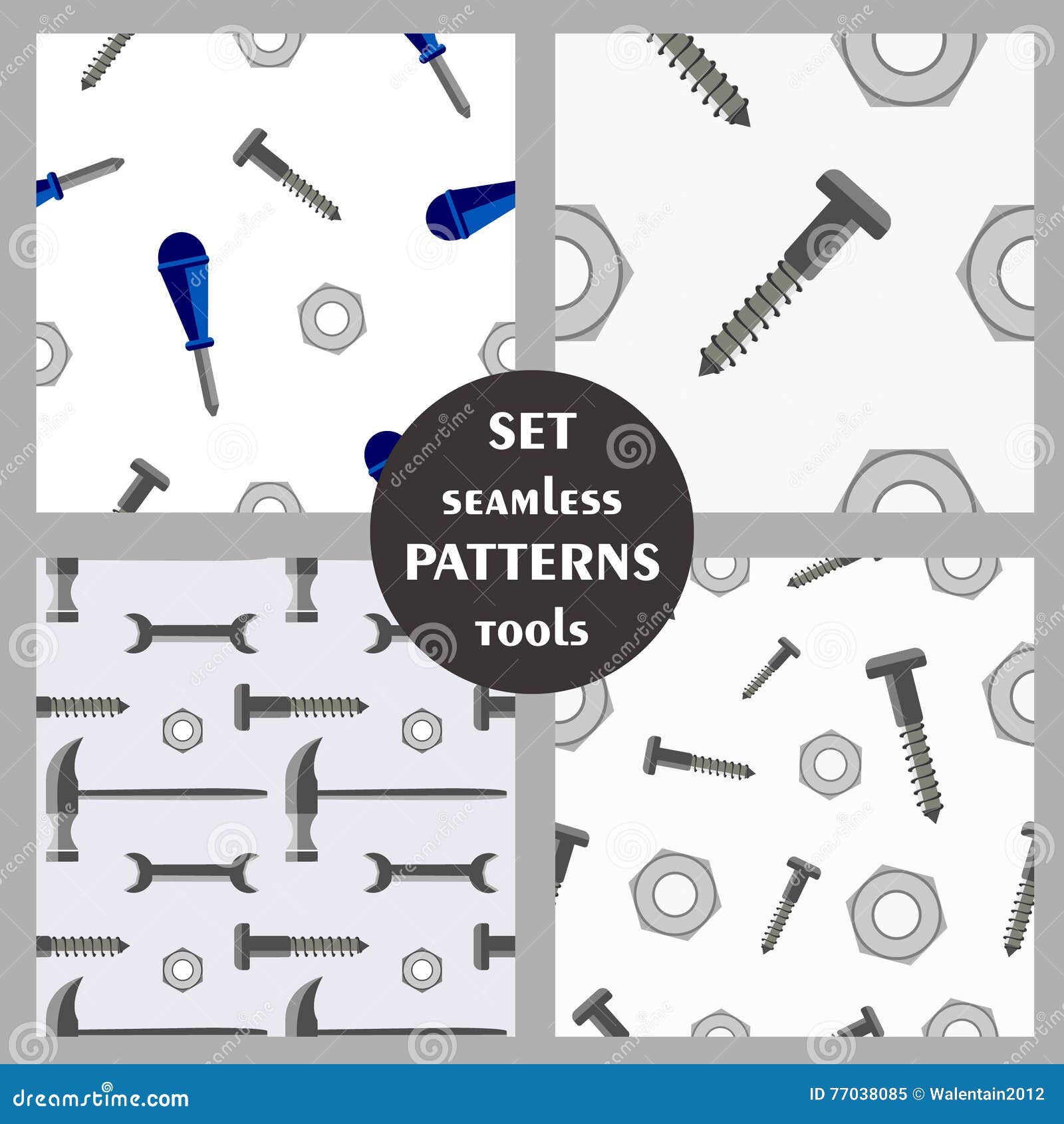 Set Of Seamless Vector Patterns With Tools | CartoonDealer.com #77038085