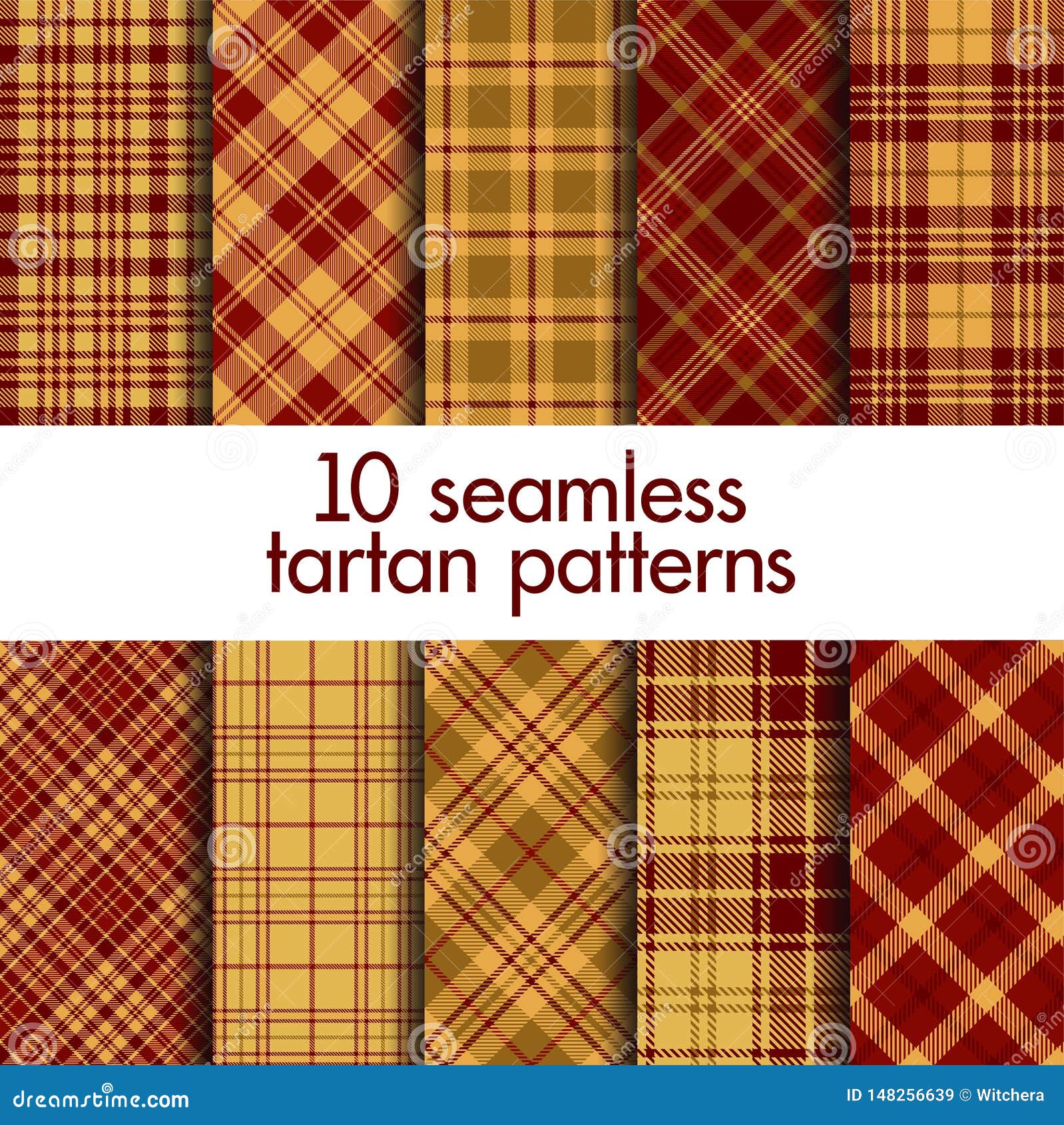 Set of Seamless Vector Tartan Patterns Stock Vector - Illustration of ...