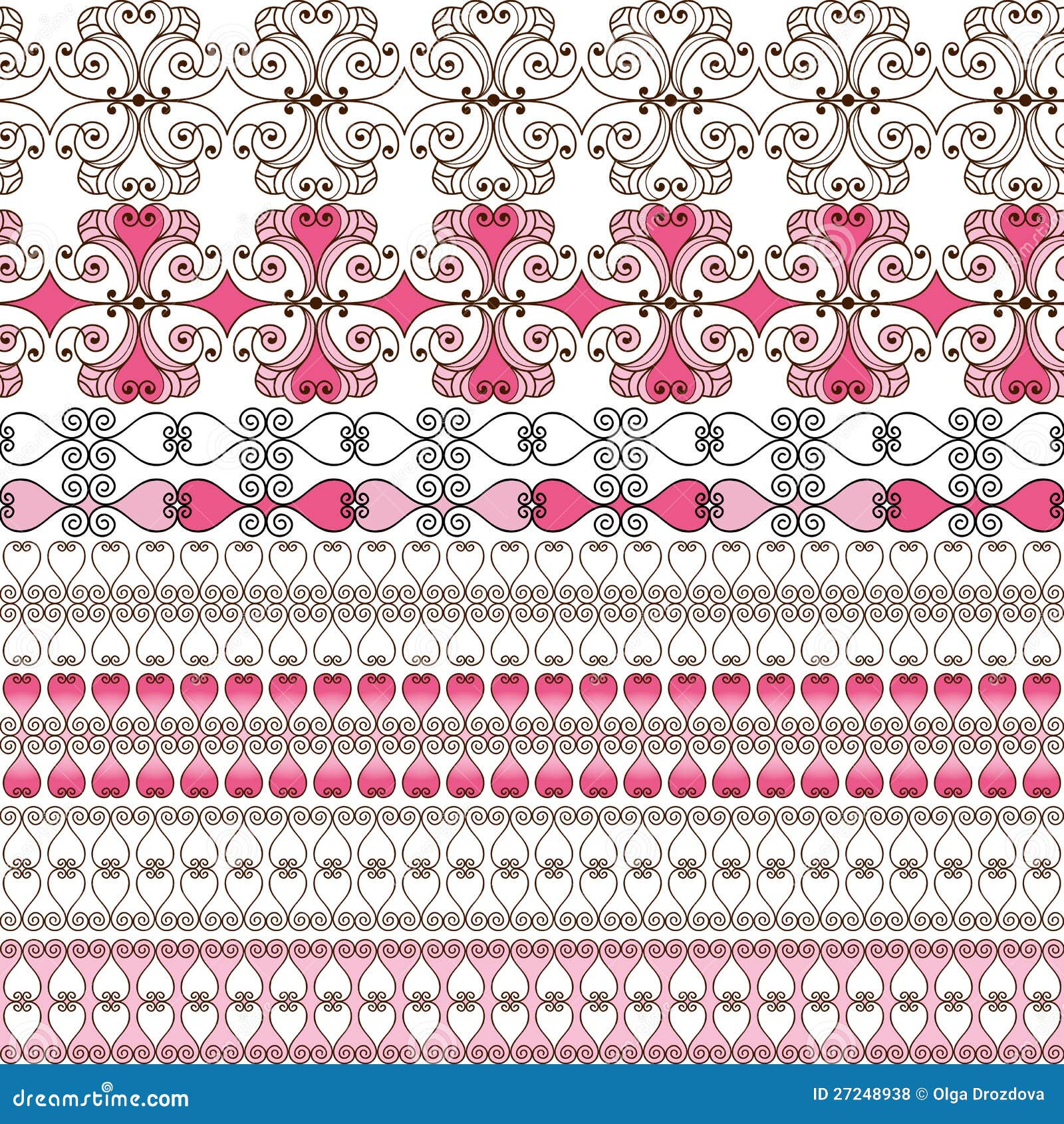 Set Seamless Vintage Borders Stock Vector - Illustration of swirl, line ...