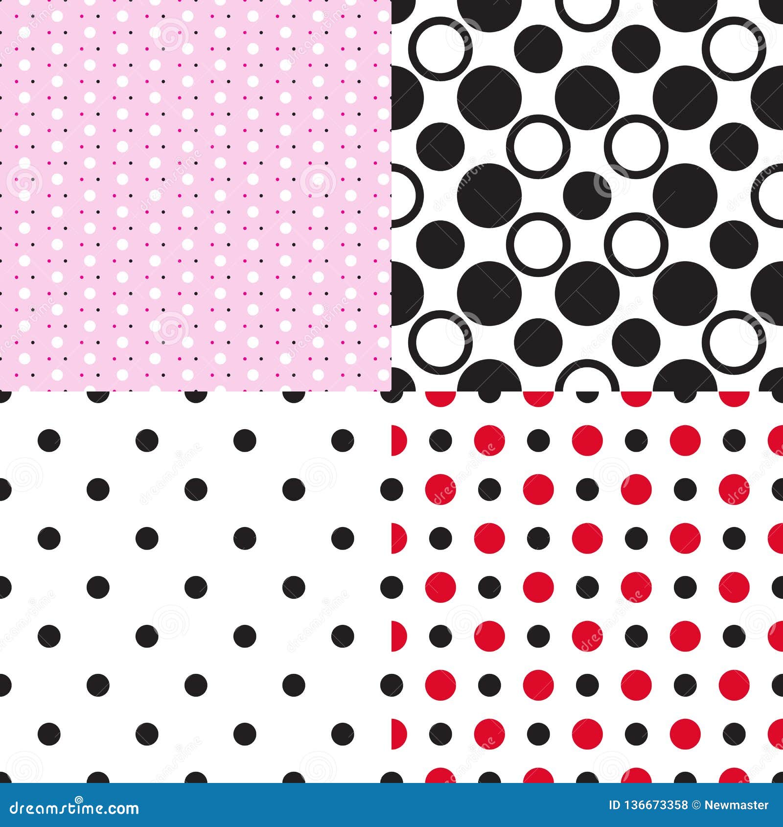 Set Seamless Vintage Classic Dotty Patterns Stock Vector - Illustration ...