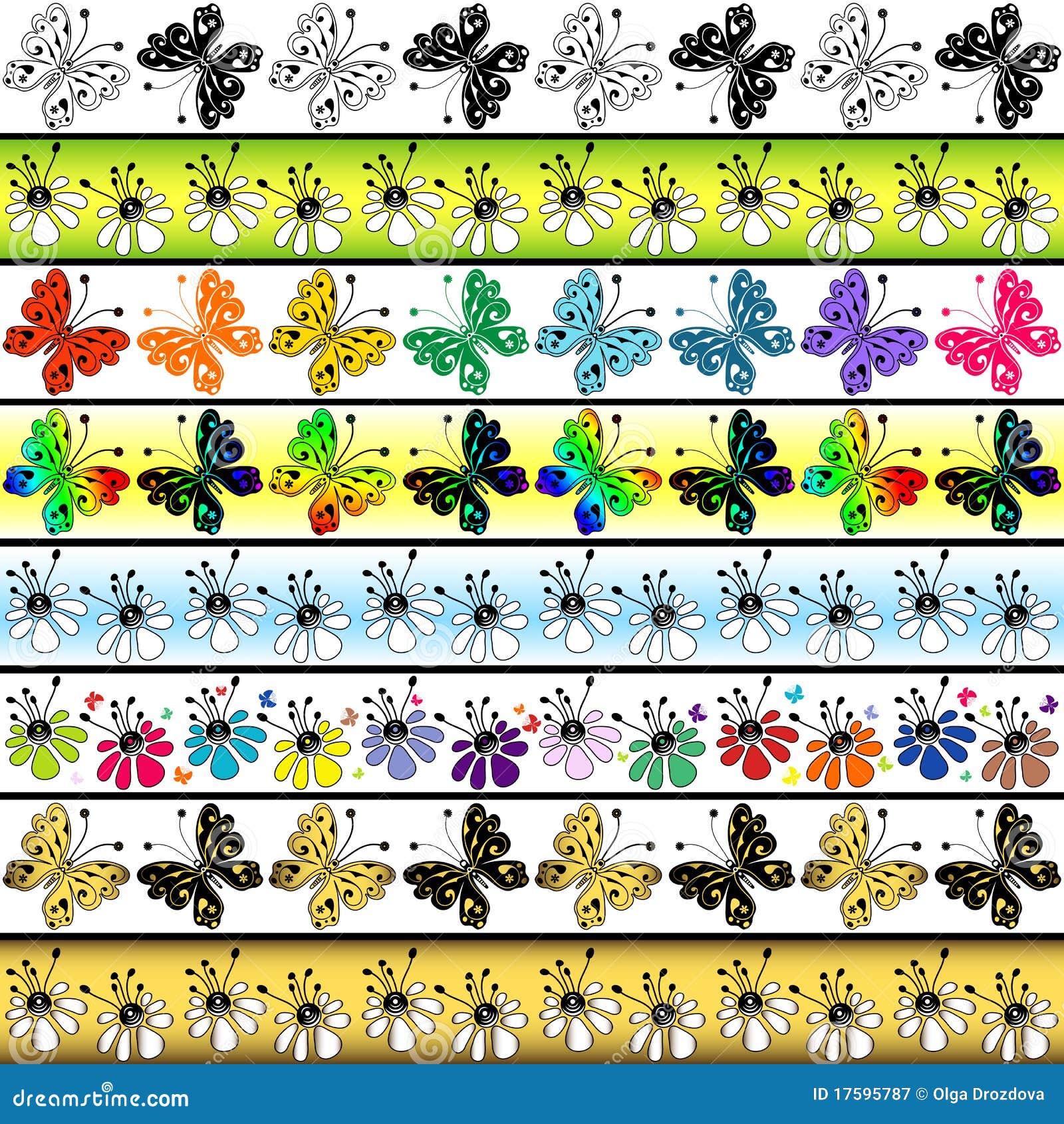 Set seamless vivid borders stock vector. Illustration of gradient ...