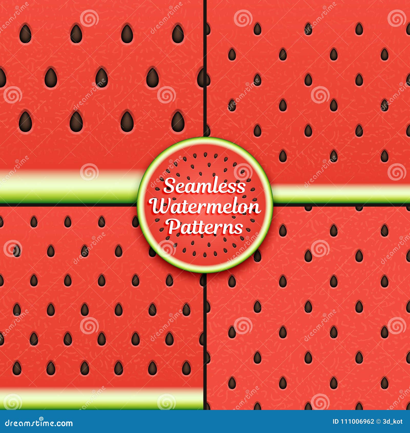 Set Of Seamless Watermelon Patterns. Surface Textures Of Watermelon ...