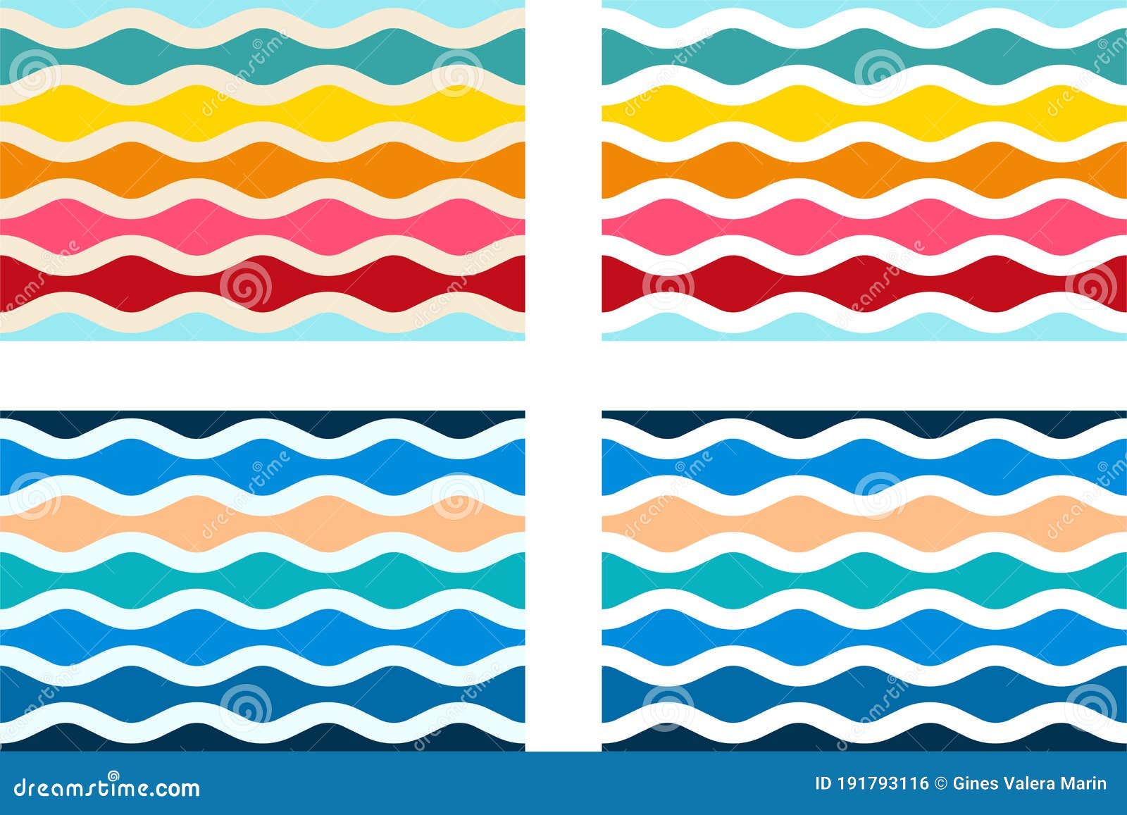 Set of Seamless Wave Textures in Several Colors. Stock Vector ...