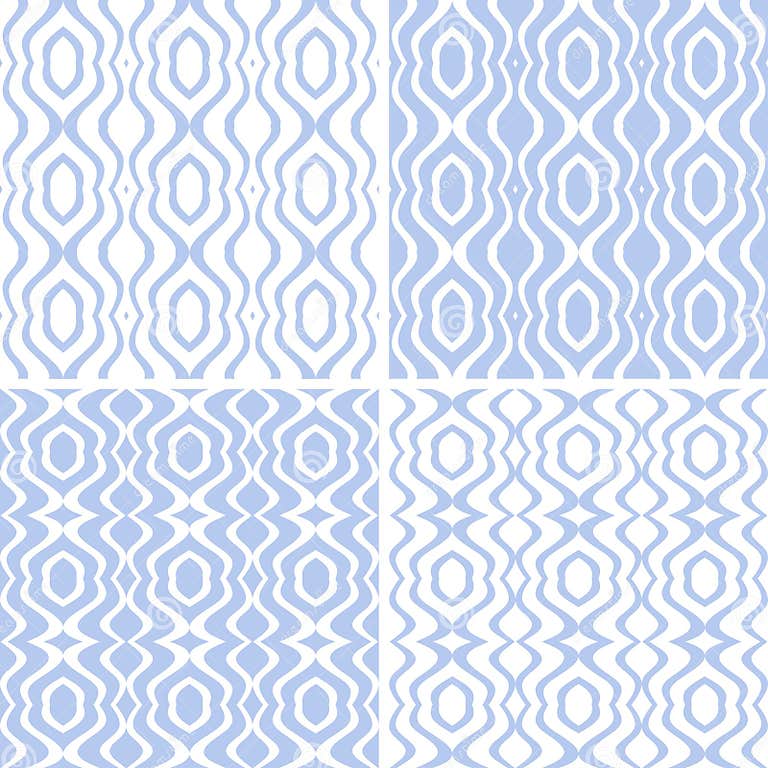 Set of Seamless Wavy Lines Light Blue Patterns Stock Illustration ...