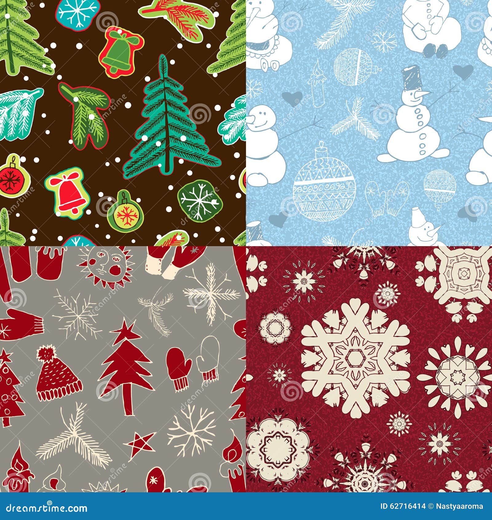 Set of Seamless Wrapping Paper for Christmas Gift Stock Illustration ...