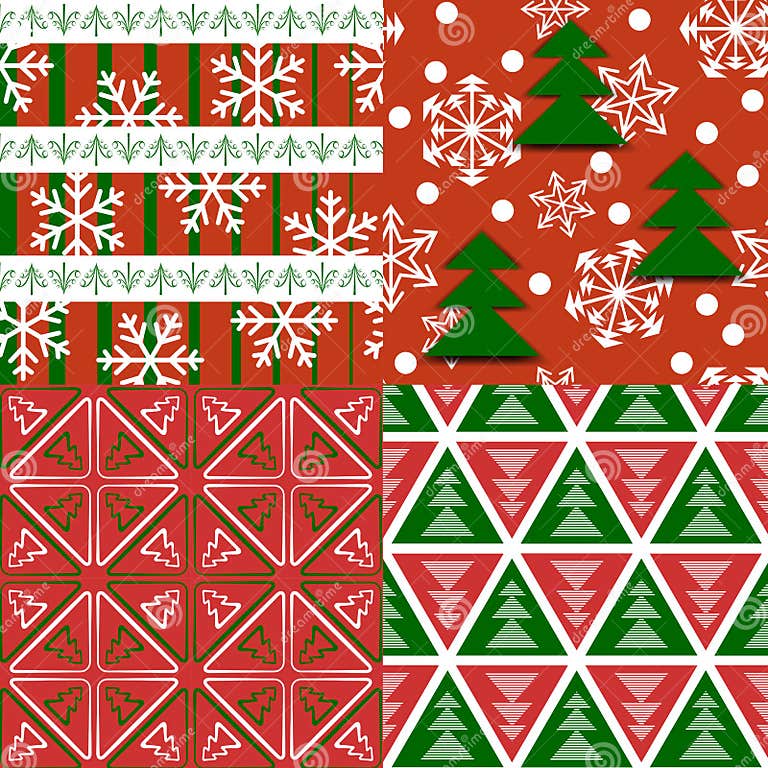 Set of Seamless Xmas Patterns Stock Vector - Illustration of color ...