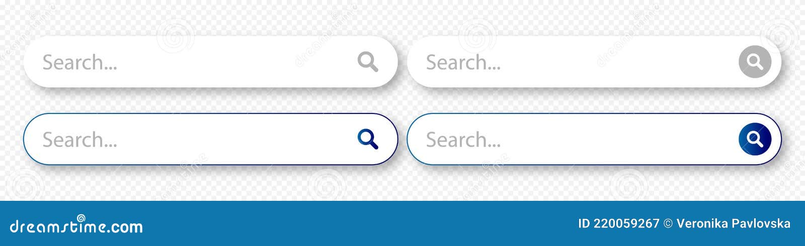 Set of Search Bar Boxes. Web UI Elements for Browsers with Text Field ...