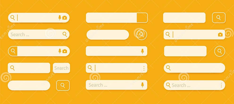 Set of Search Bar with Shadow. Search Bar Button Collection Stock ...