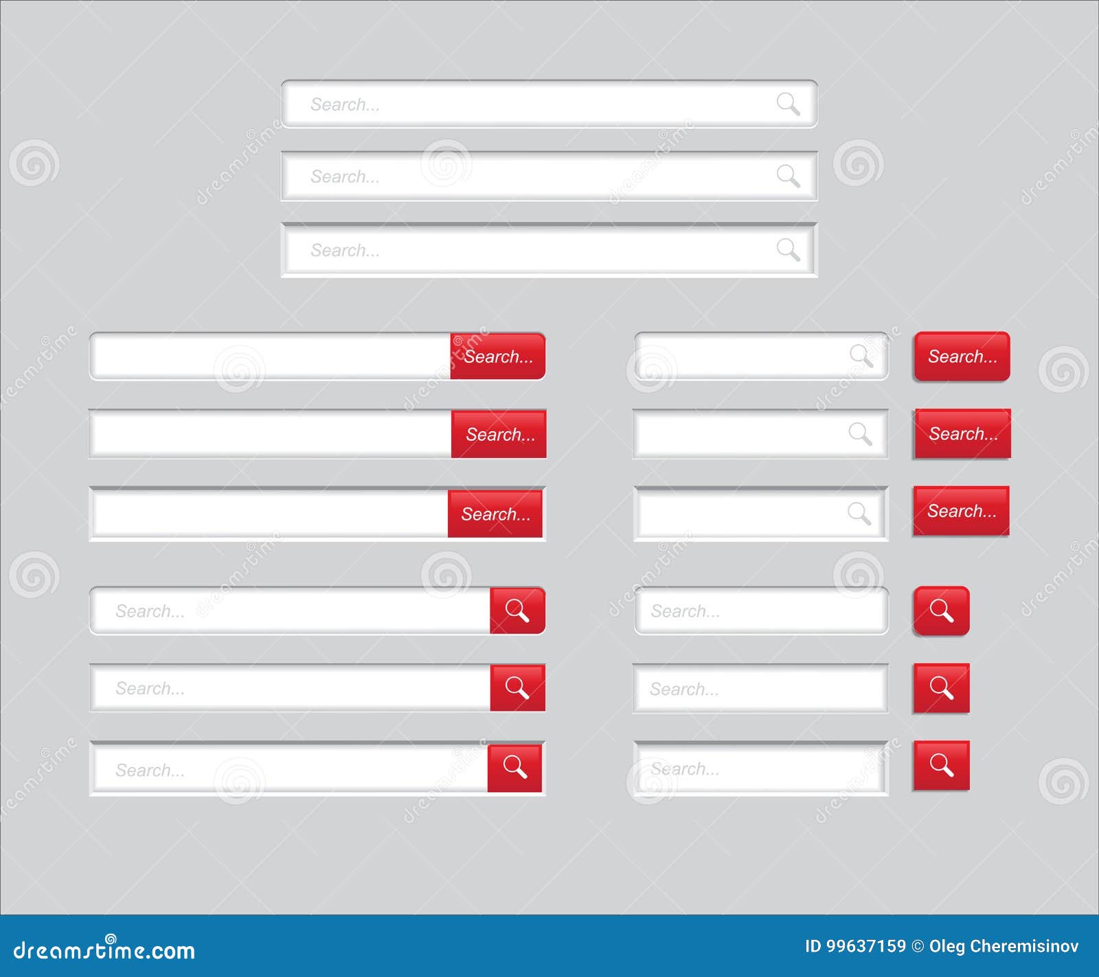 Set of Search Bars Isolated on Grey Background. Vector Template for ...