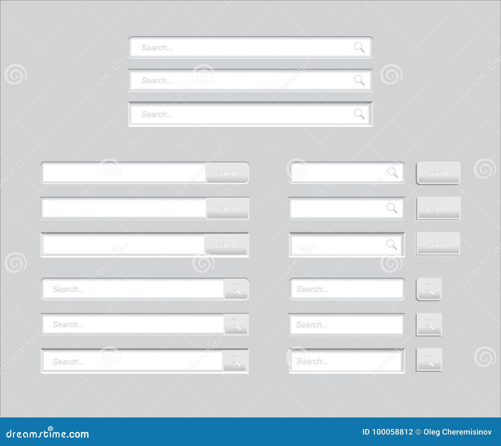 Search Bars In Different Variations UI Neumorphic Design Elements Set ...