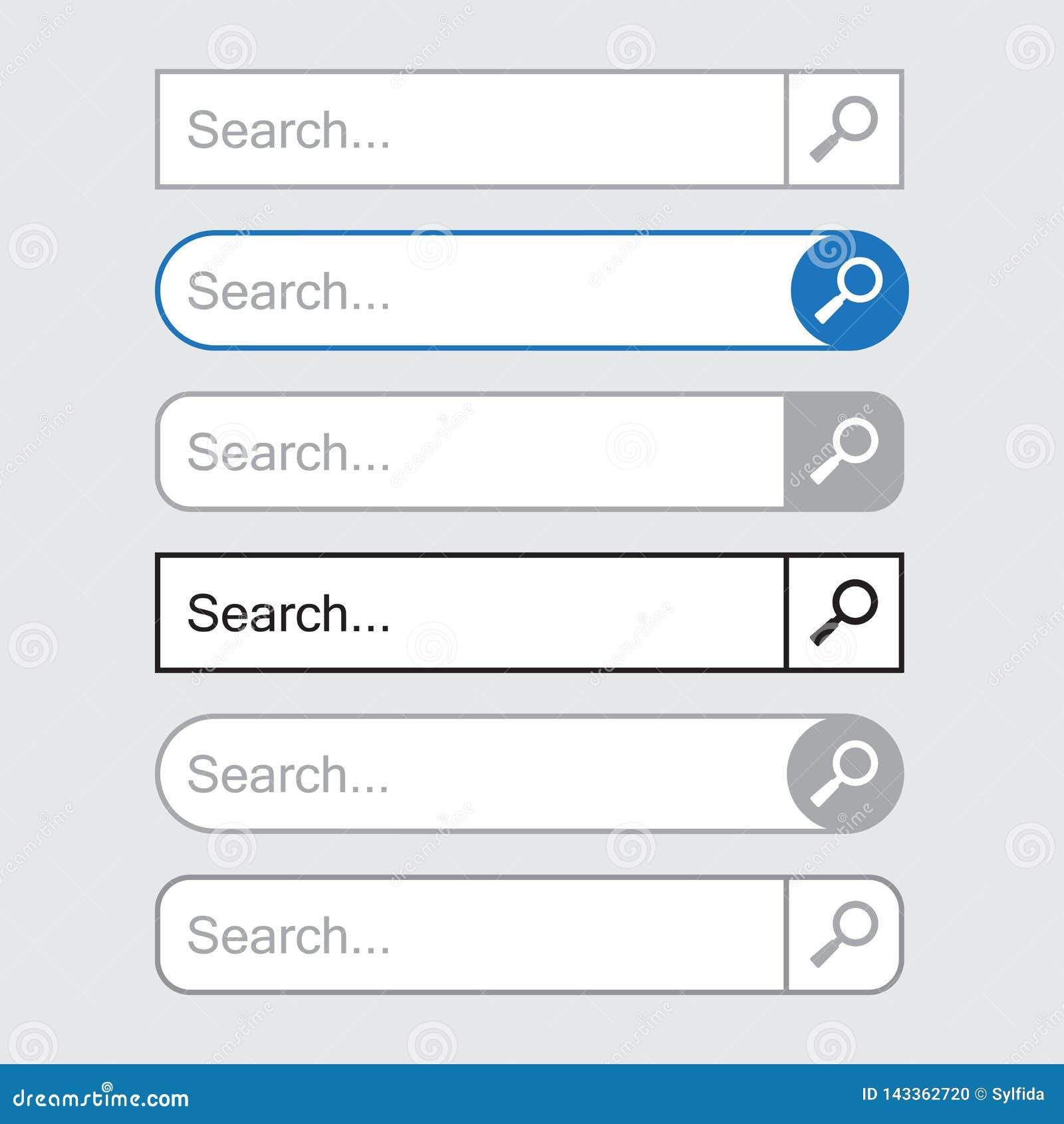Set of Search Bars, Template for Internet Searching. Web Search Field ...