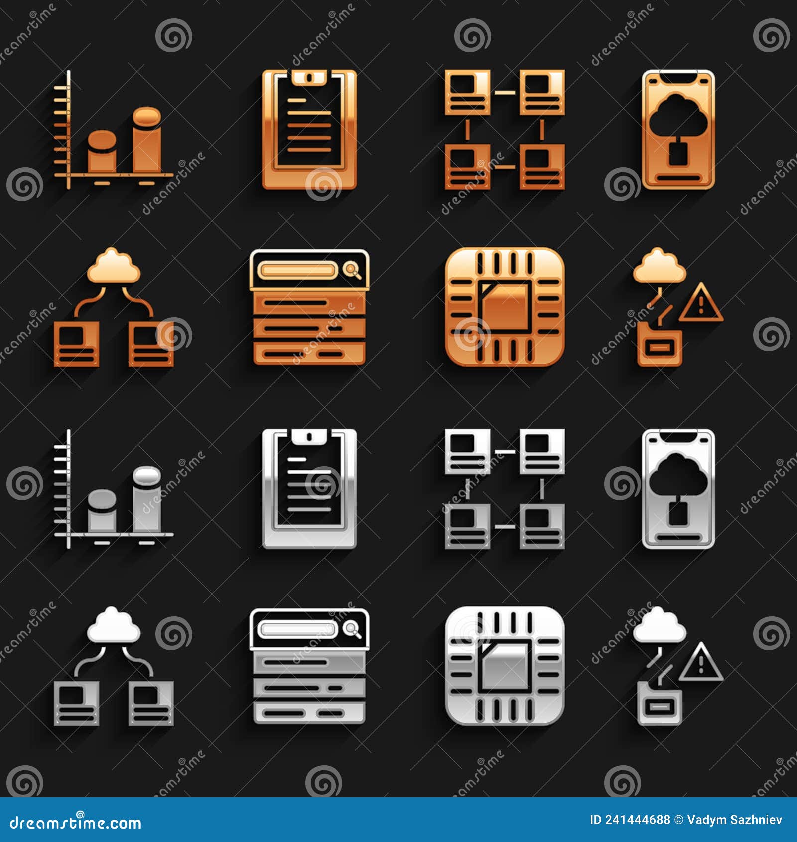 Set Search Engine, Cloud Technology Data Transfer, Processor with CPU, Hierarchy Organogram ...