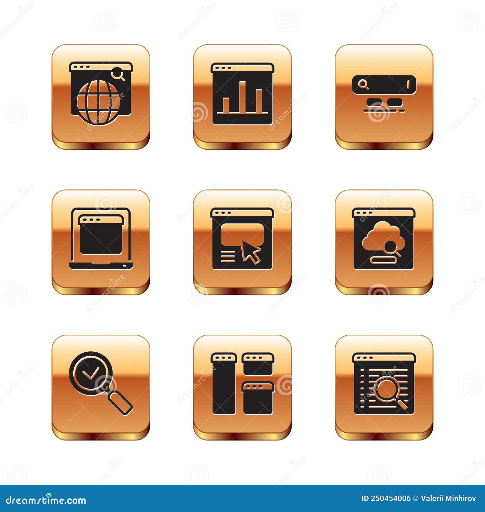 Set Search Engine, Magnifying Glass with Check Mark, Browser Window, UI ...