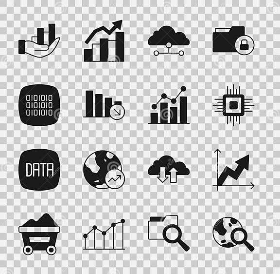 Set Search Globe, Financial Growth, Processor CPU, Network Cloud Connection, Decrease, Binary ...