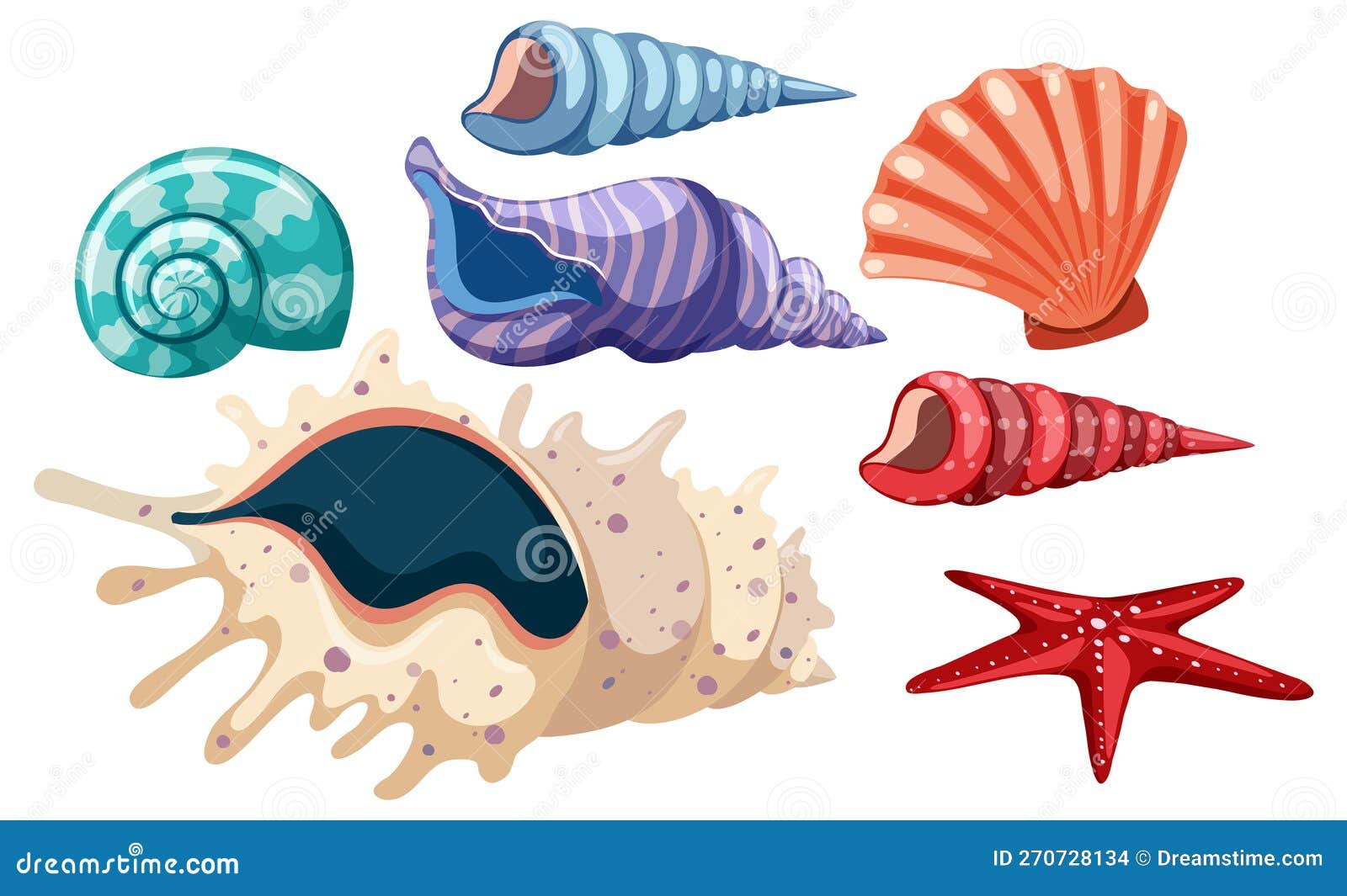 Set of Seashell Simple Cartoon Stock Vector - Illustration of graphic ...
