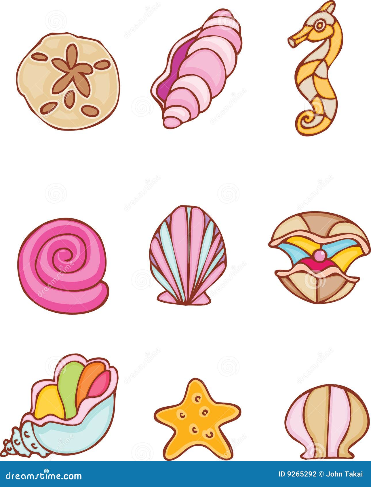 Set of Seashells stock vector. Illustration of marine - 9265292