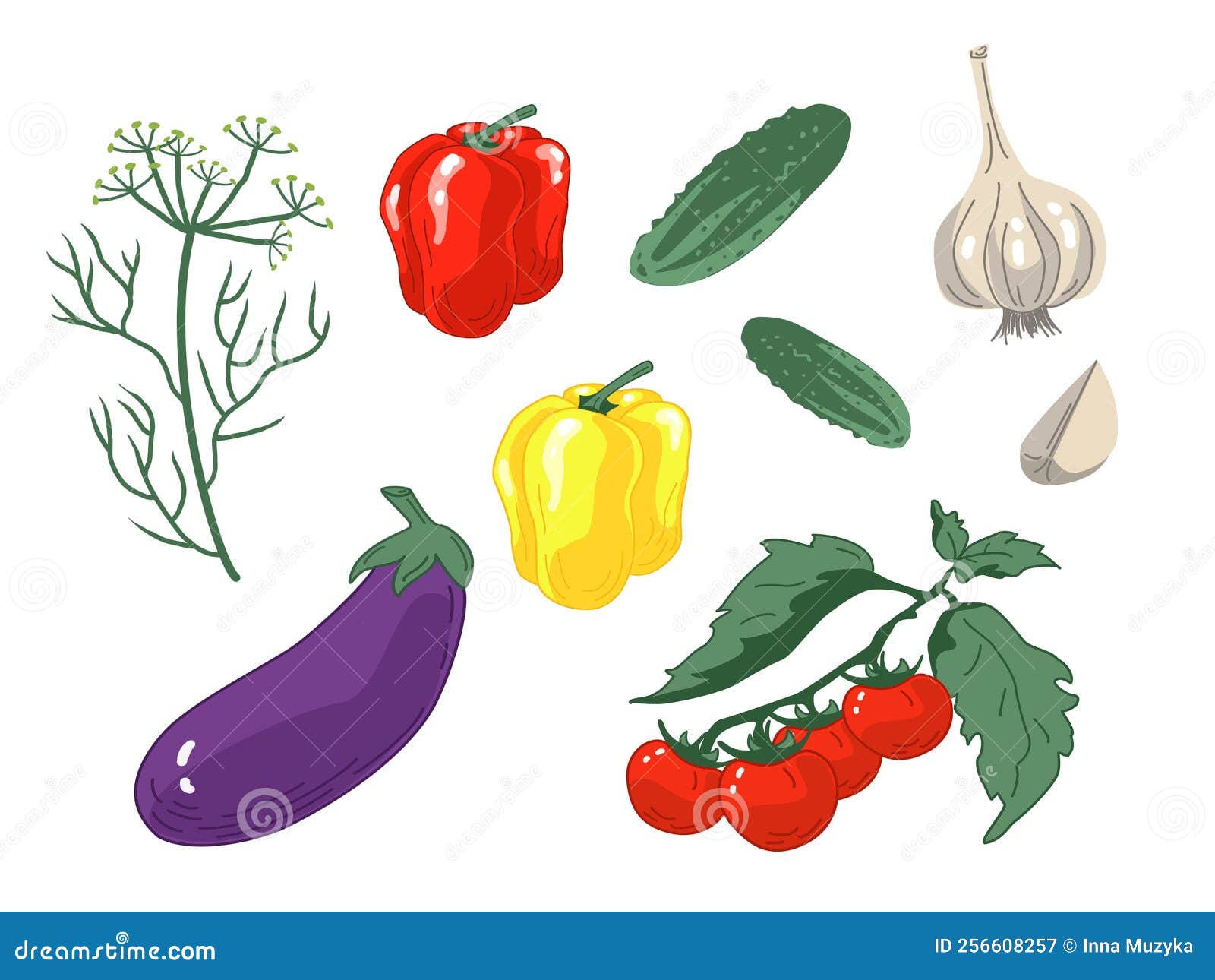 Set of vegetables stock vector. Illustration of daikon - 256608257