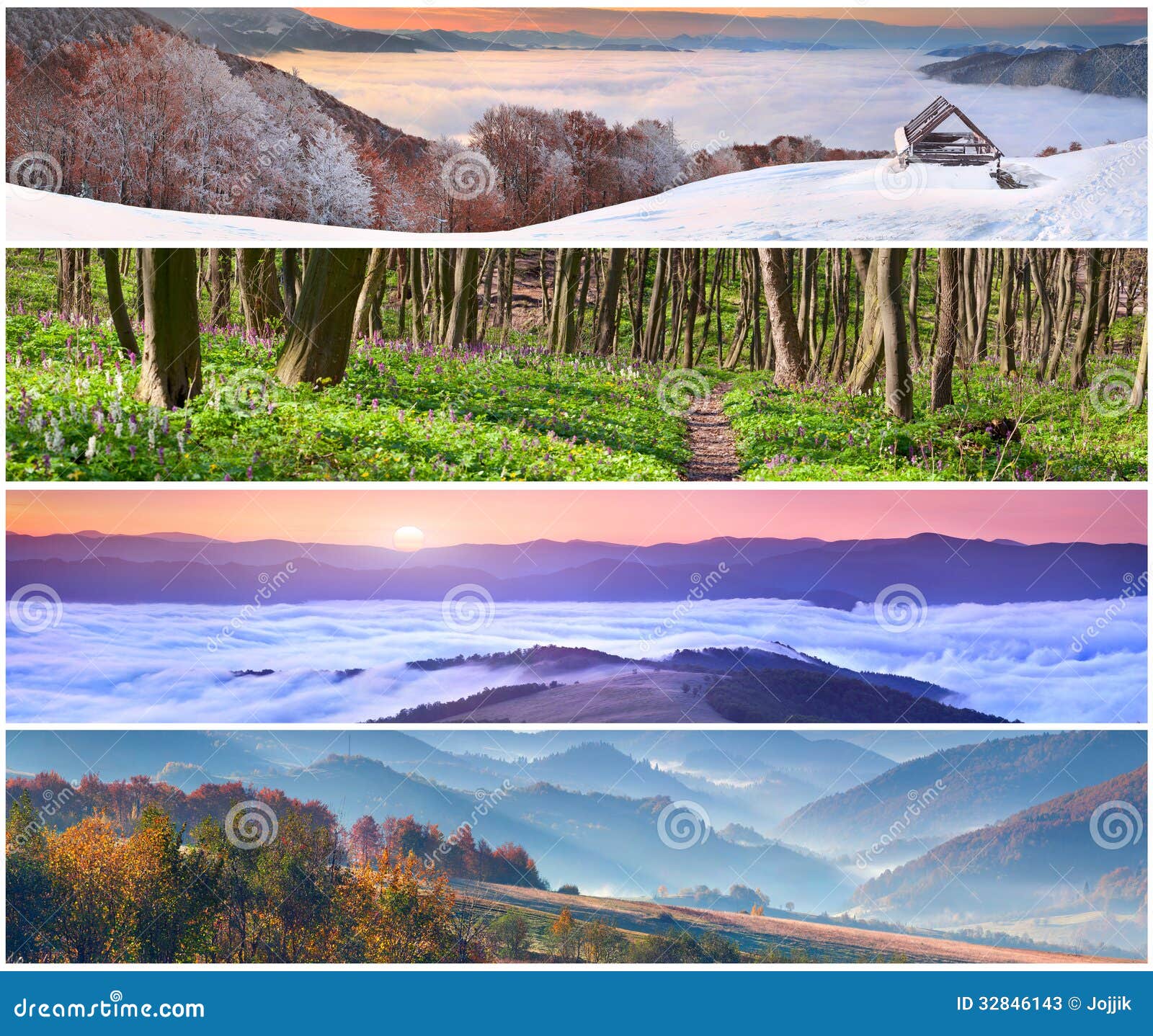 Set of the 4 Seasons Landscape Stock Image - Image of panorama, outdoor ...