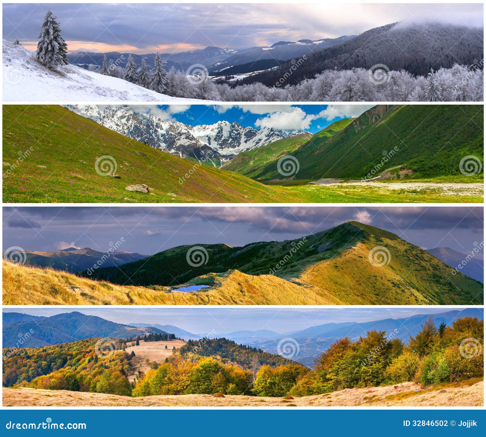 Set of the 4 Seasons Landscape Stock Photo - Image of scenery ...