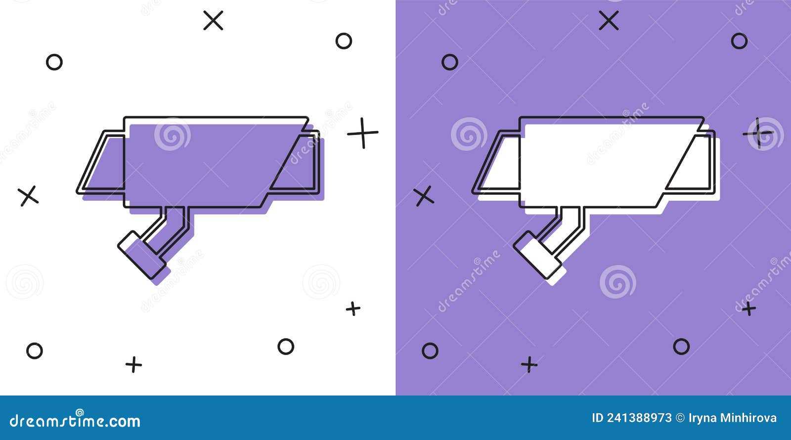 Set Security Camera Icon Isolated on White and Purple Background ...