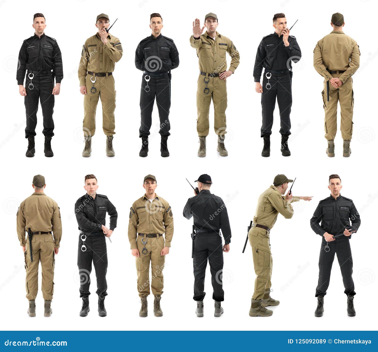 Set with security guard stock image. Image of personal - 125092089