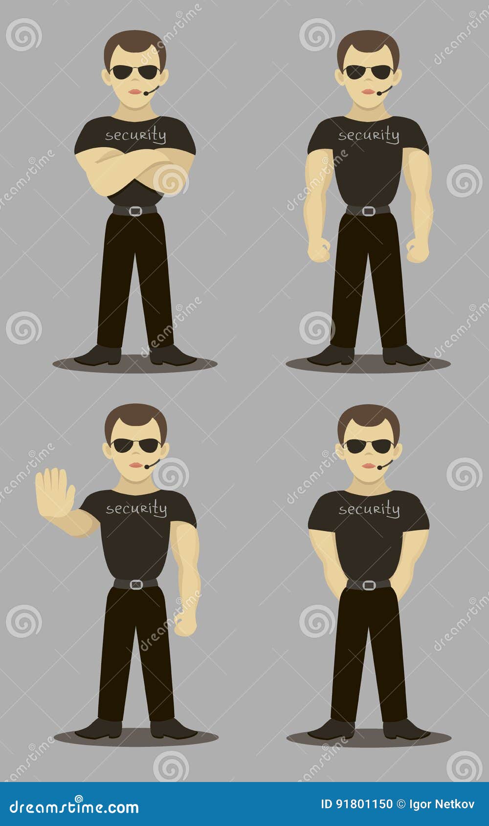 Set of security men stock vector. Illustration of business - 91801150