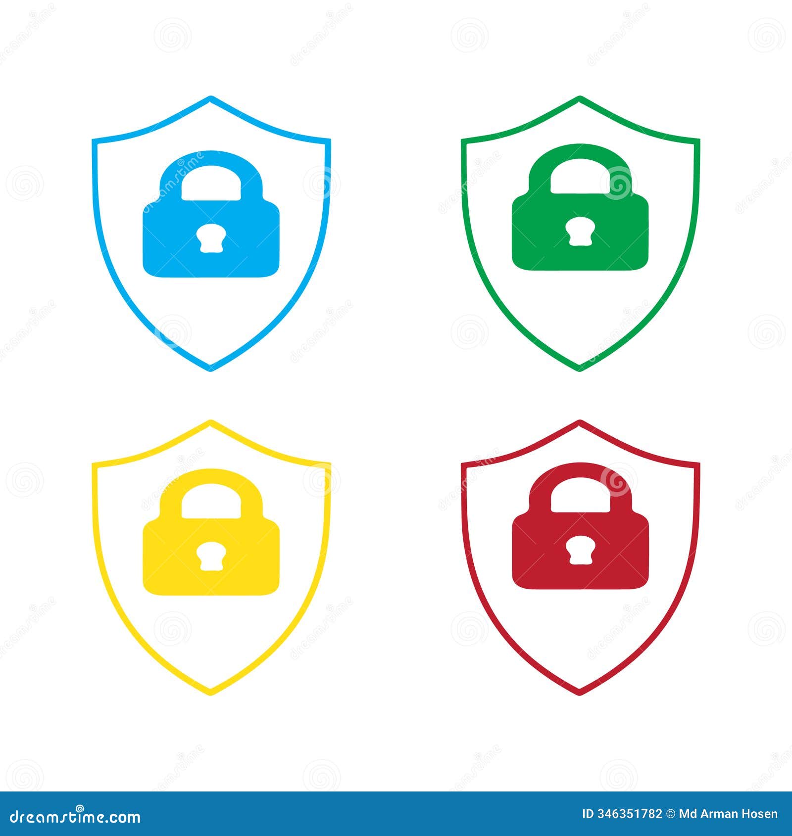 Set of Security Shield Icons Vector Stock Illustration - Illustration ...