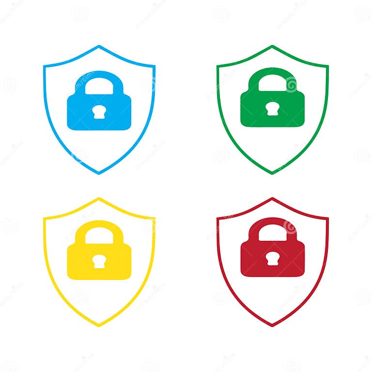 Set of Security Shield Icons Vector Stock Illustration - Illustration ...