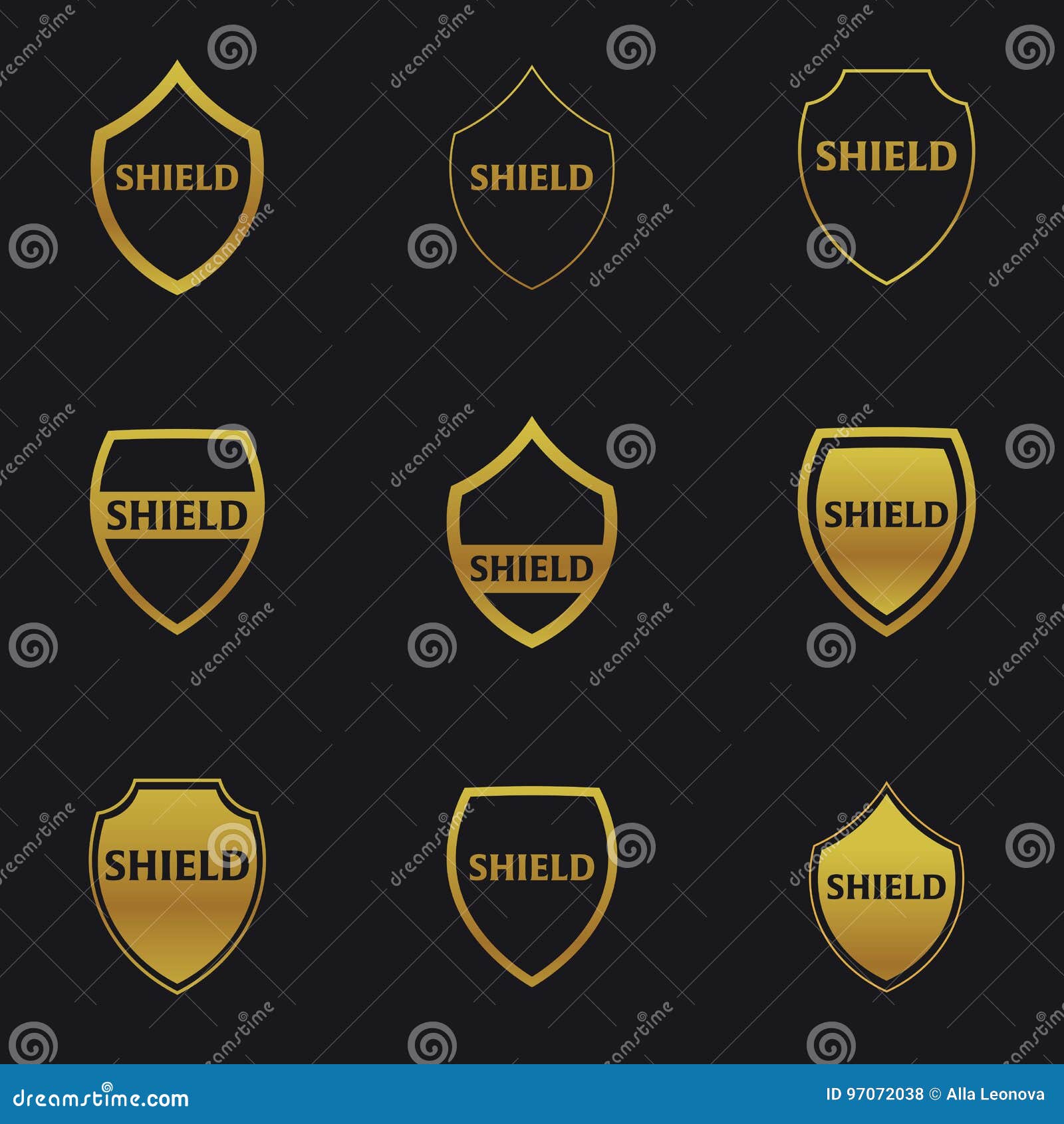 Set of Security, Shield or Protect Emblems. Vector Illustration. Stock ...